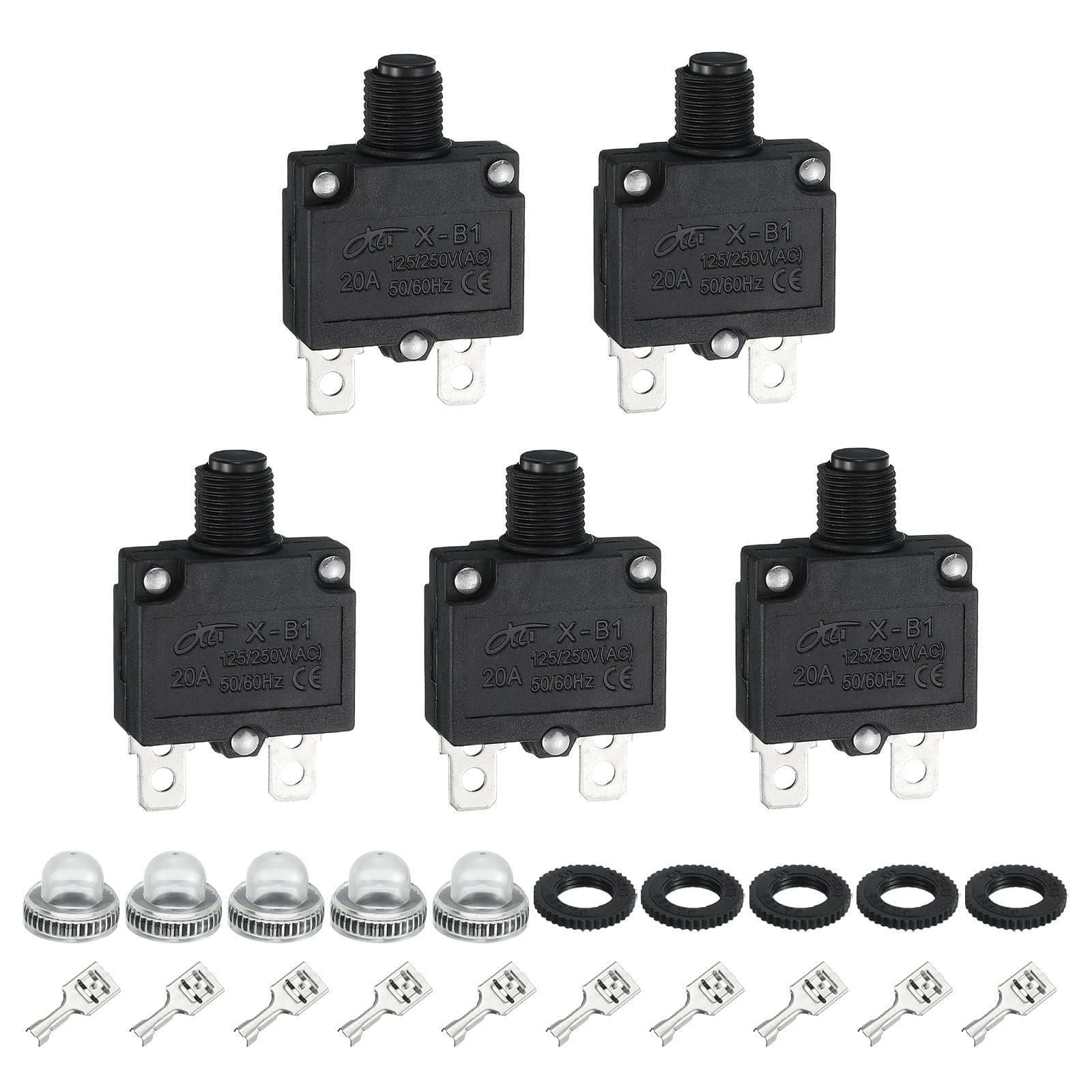 Uxcell 5PCS 20A Thermal Circuit Breakers, 125/250V AC,32V DC Manual ...