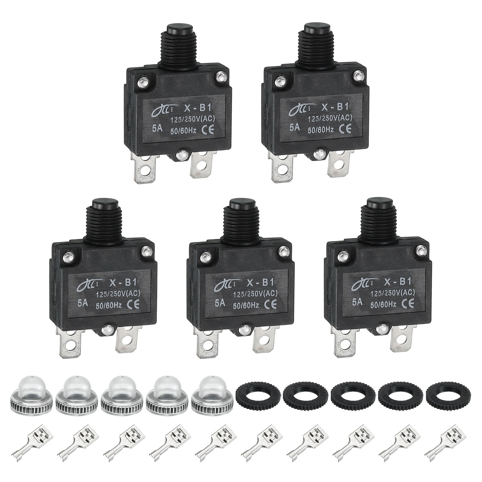 Uxcell 5PCS 5A Thermal Circuit Breakers, 125/250V AC,32V DC Manual ...