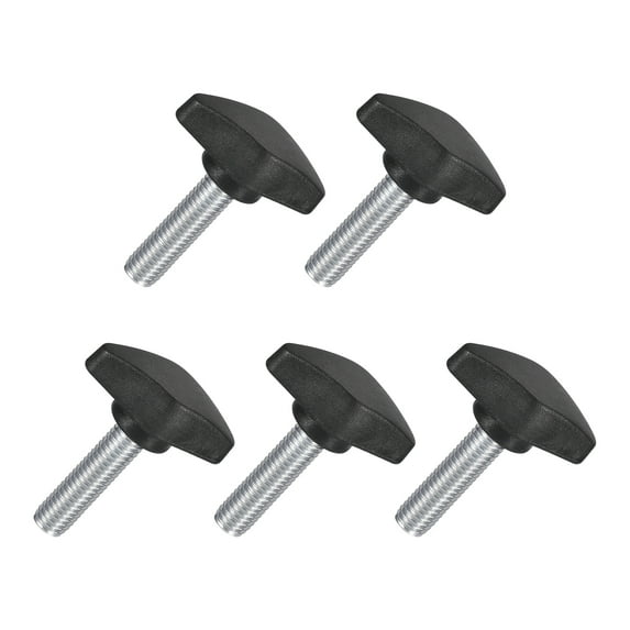 Uxcell 5Pack Tee Wing Knobs Thumb Screws, M8 x 30mm Clamping Screw Knob 36mm Dia., Black ...
