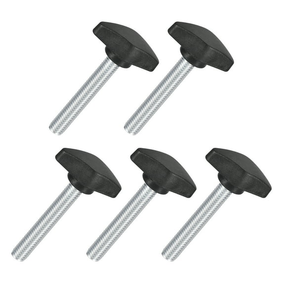 Uxcell 5Pack Tee Wing Knobs Thumb Screws, M8 x 50mm Clamping Screw Knob 36mm Dia., Black ...