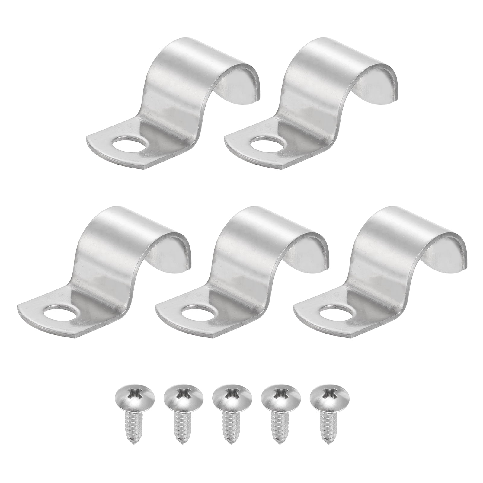 Uxcell 5Pcs 0.7" Pipe Strap, 1 Hole Pipe Clamp 304 Stainless Steel ...