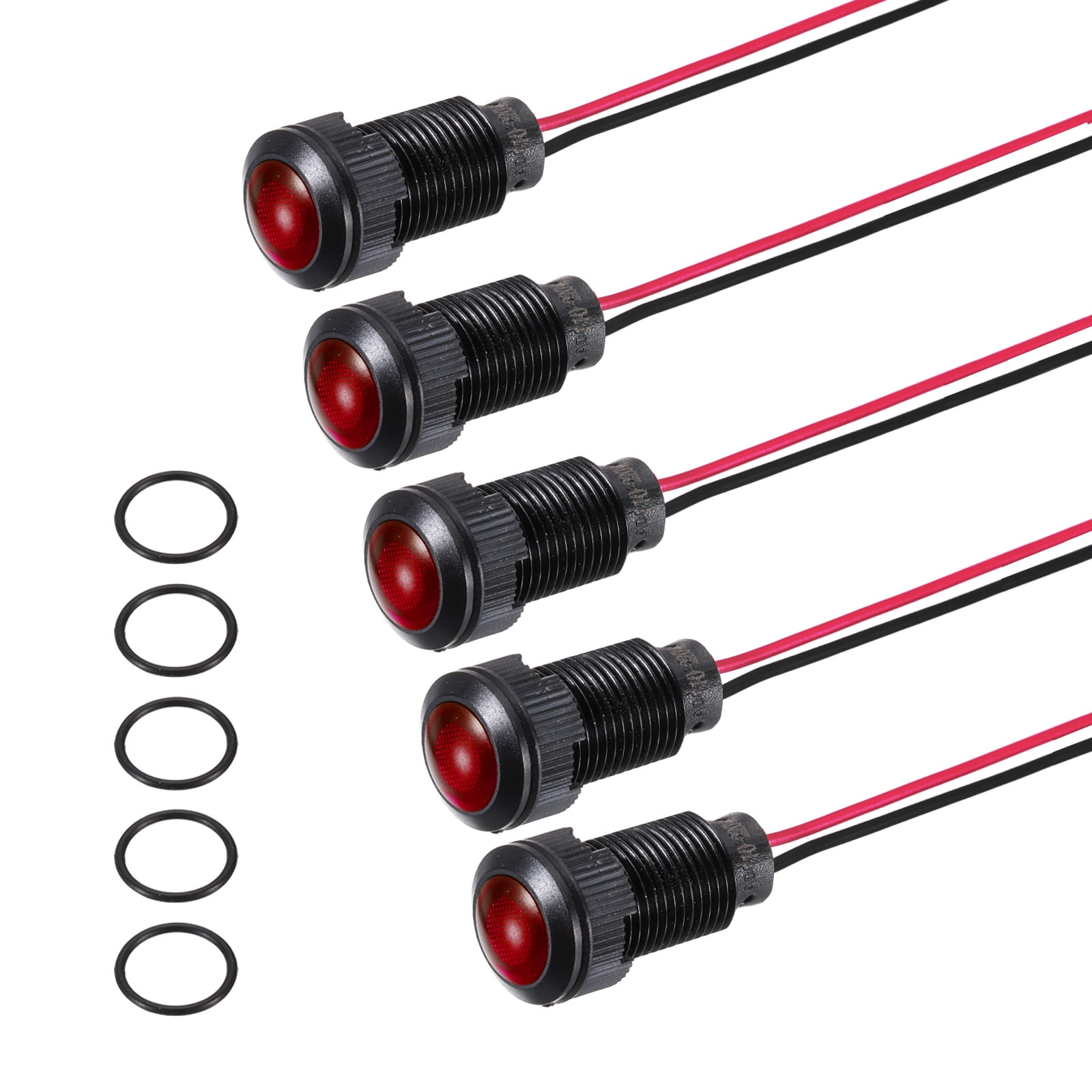 Uxcell 5Pcs 12mm Indicator Light,110V-220V AC/DC LED Plastic Shell ...