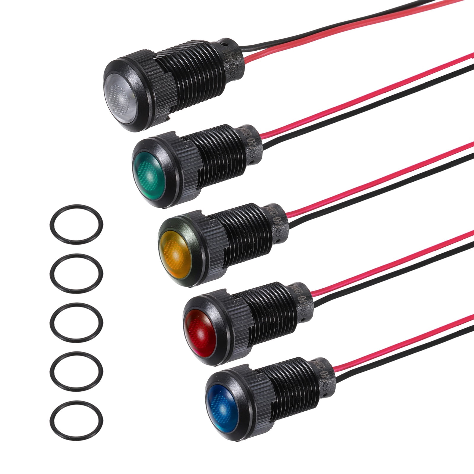 Uxcell 5Pcs 12mm Indicator Light,110V-220V AC/DC LED Plastic Shell ...