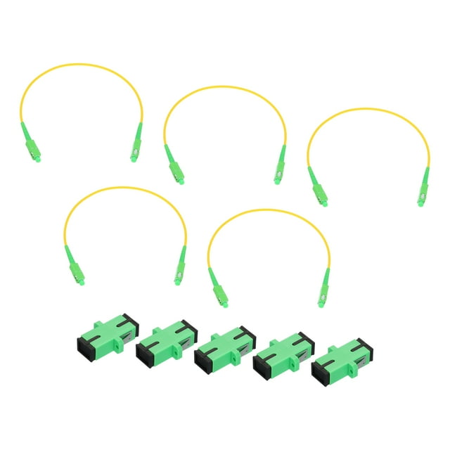Uxcell 5Pcs 1Ft SC/APC to SC/APC Fiber Optic Patch Cable Single Mode Simplex Core Cable with SC ...