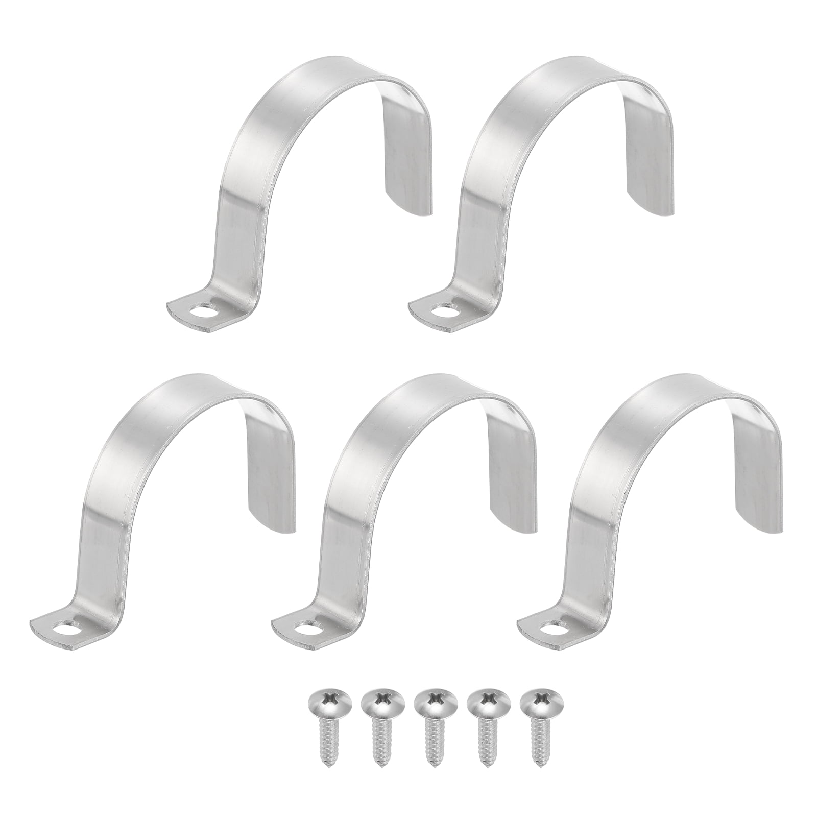 Uxcell 5Pcs 2.5" Pipe Strap, 1 Hole Pipe Clamp 304 Stainless Steel ...