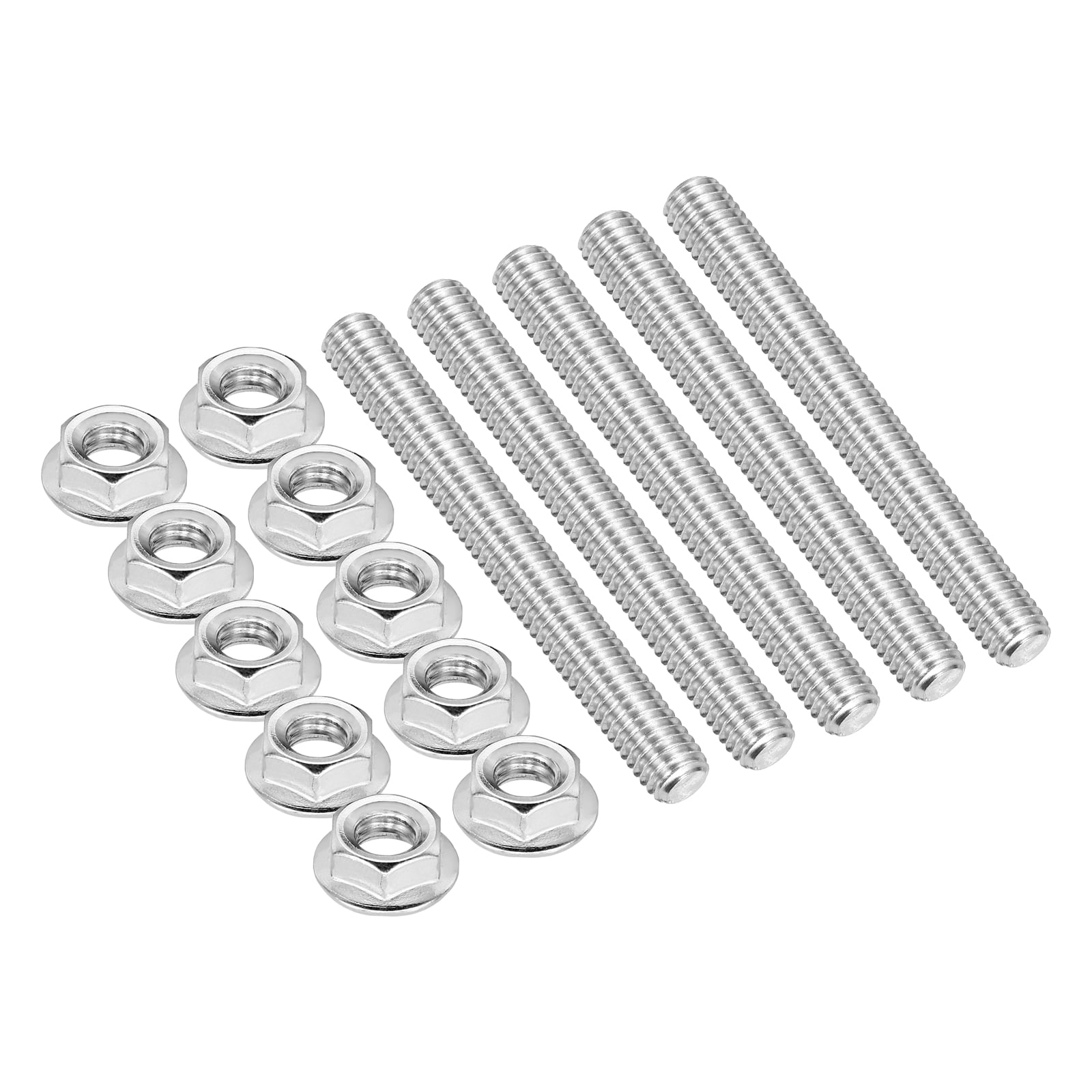 Uxcell 5Pcs 3/8"-16x70mm Threaded Rods with Hex Nuts, 304 Stainless ...
