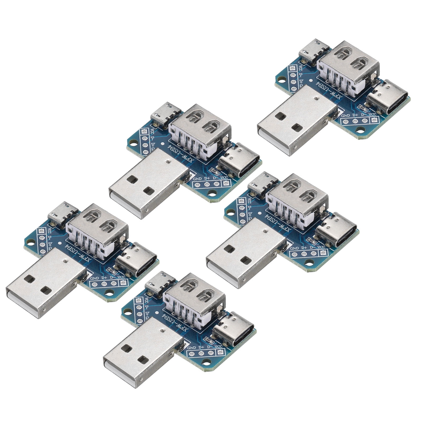 Uxcell 5Pcs 4Pin USB Adapter Board Micro Type-C Male to Female Sockets ...