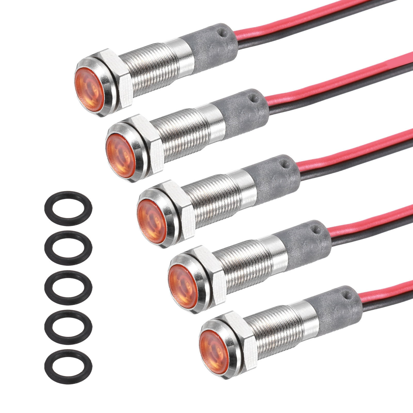 Uxcell 5Pcs 6mm Indicator Light, 110V-220V AC LED Metal Signal Lamp ...
