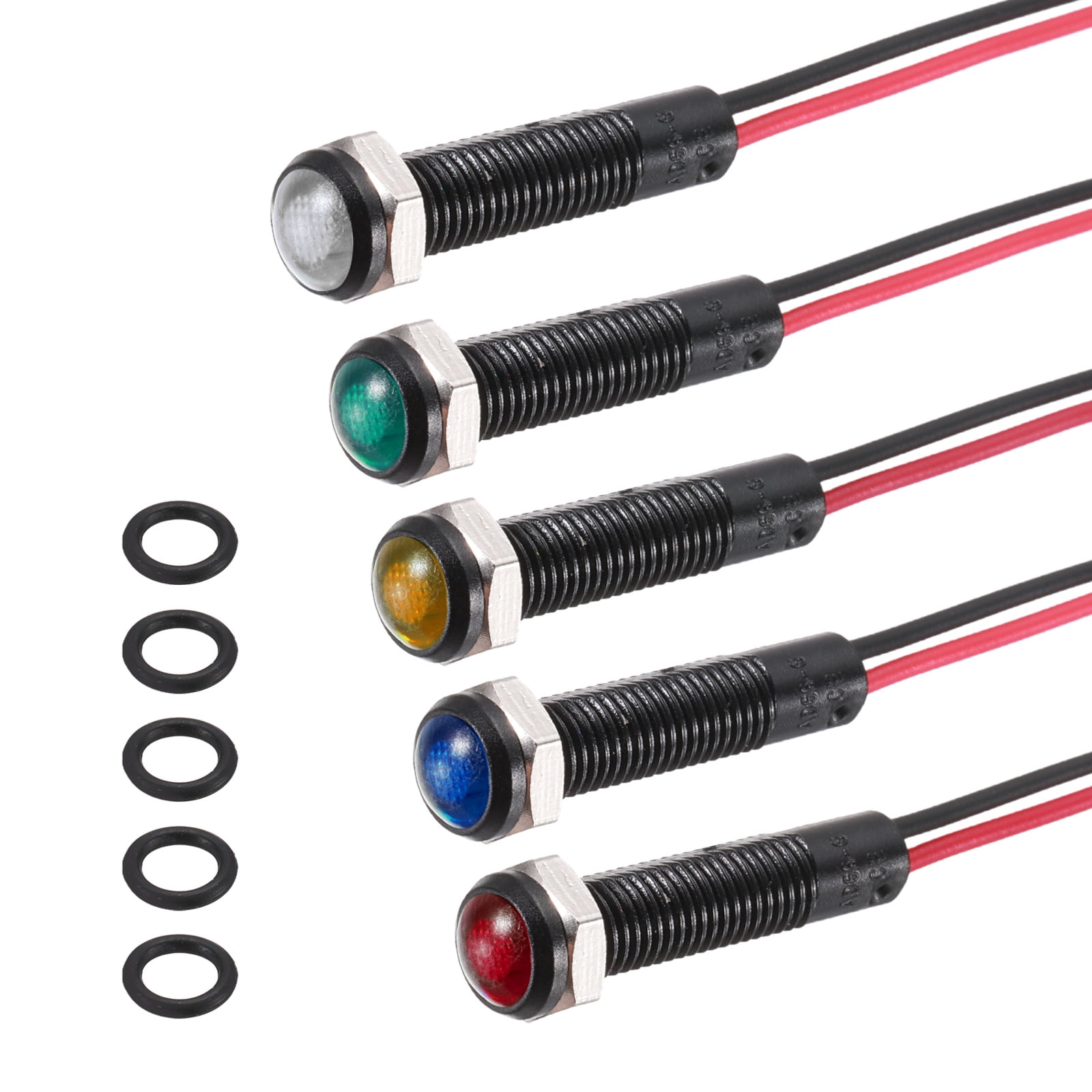 Uxcell 5Pcs 6mm Indicator Light,12V-24V AC/DC LED Plastic Shell Signal ...