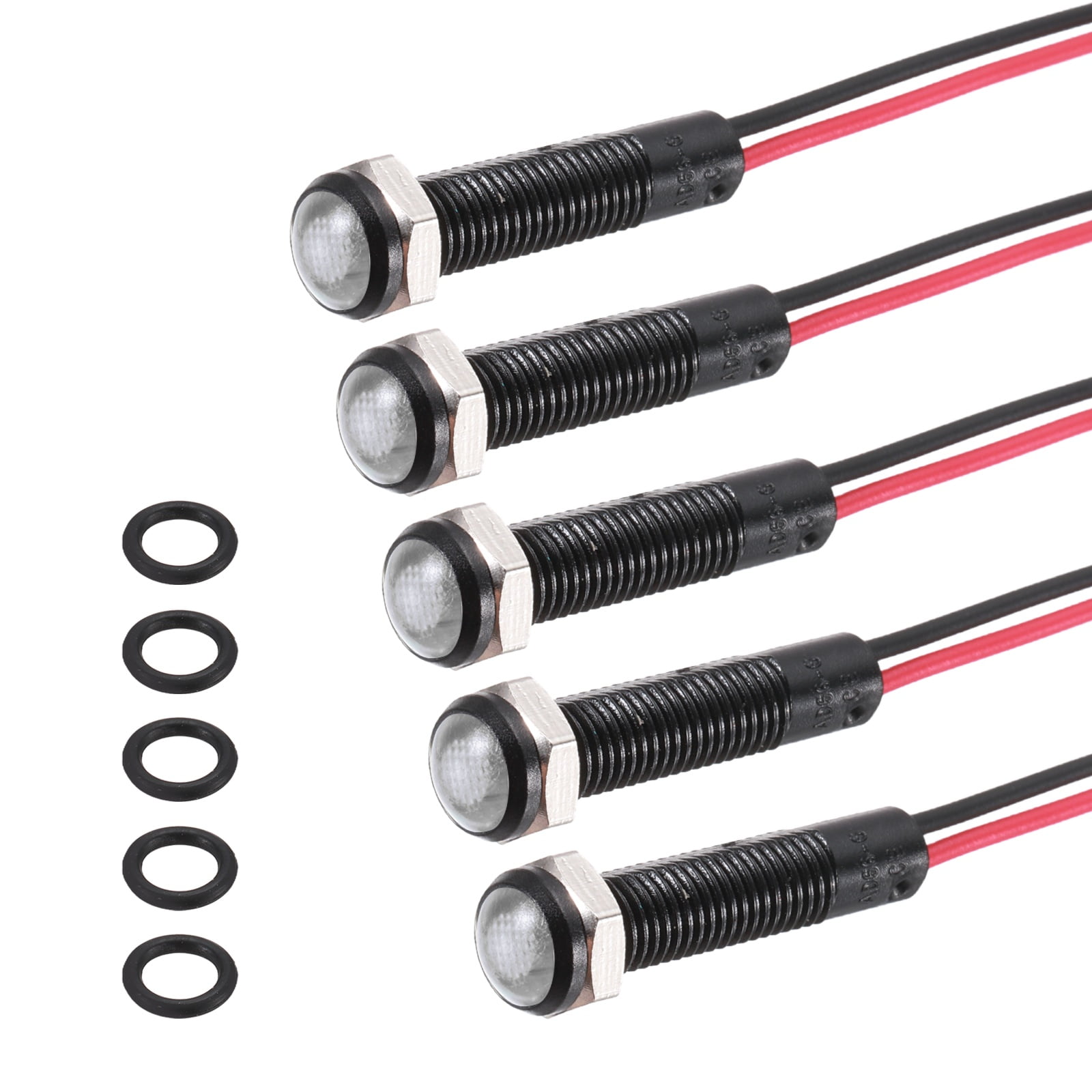 Uxcell 5Pcs 6mm Indicator Light,12V-24V AC/DC LED Plastic Shell Signal ...