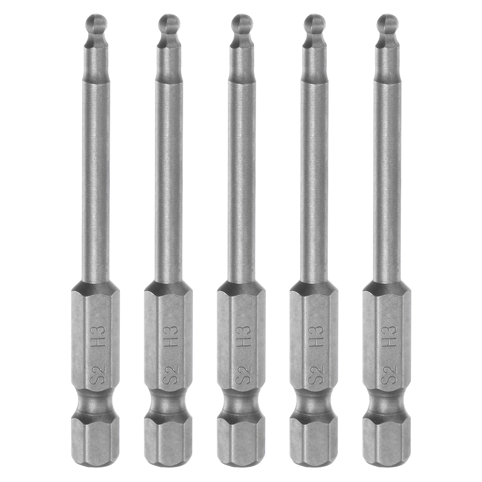 Uxcell 5Pcs Ball End Hex Head Wrench Screwdriver Bit H3 1/4" Hex Shank 2.5" Long Metric Magnetic ...