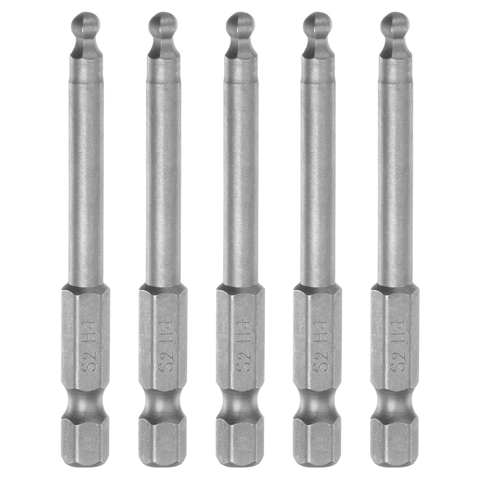 Uxcell 5Pcs Ball End Hex Head Wrench Screwdriver Bit H4 1/4" Hex Shank 2.5" Long Metric Magnetic ...