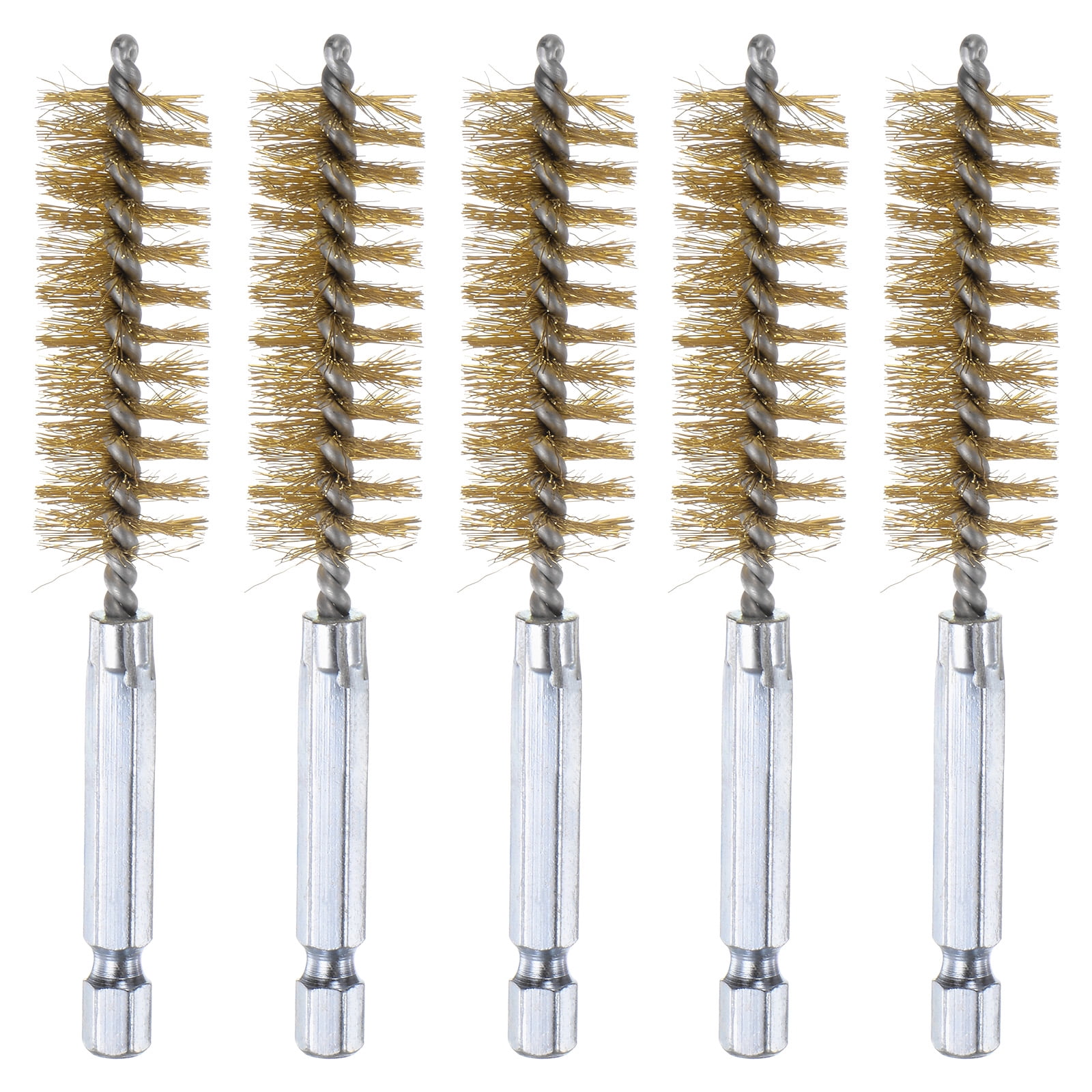 Uxcell 5Pcs Brass Bore Brush 17mm Dia 4" Long Cleaning Twisted Wire ...