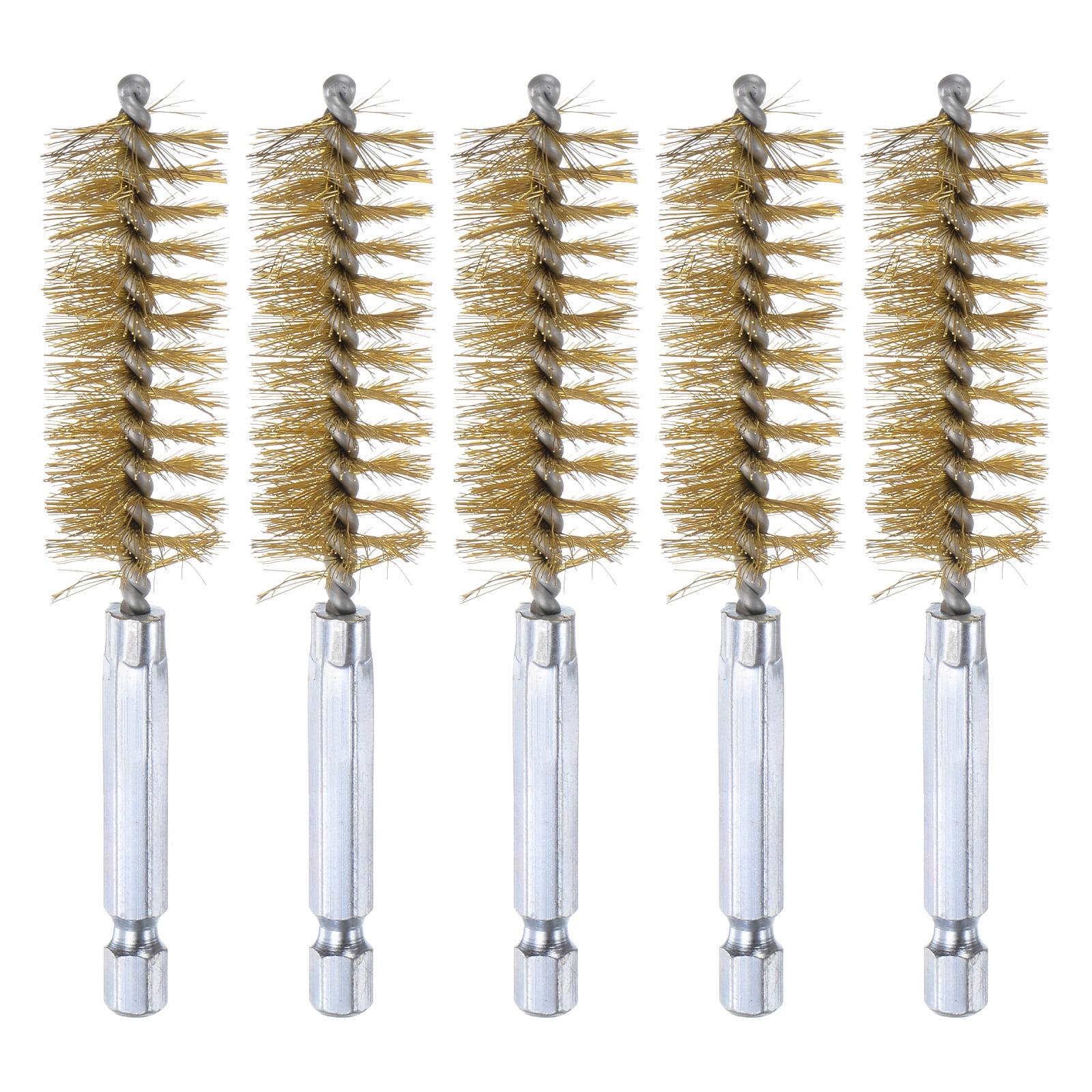 Uxcell 5Pcs Brass Bore Brush 19mm Dia 4" Long Cleaning Twisted Wire ...