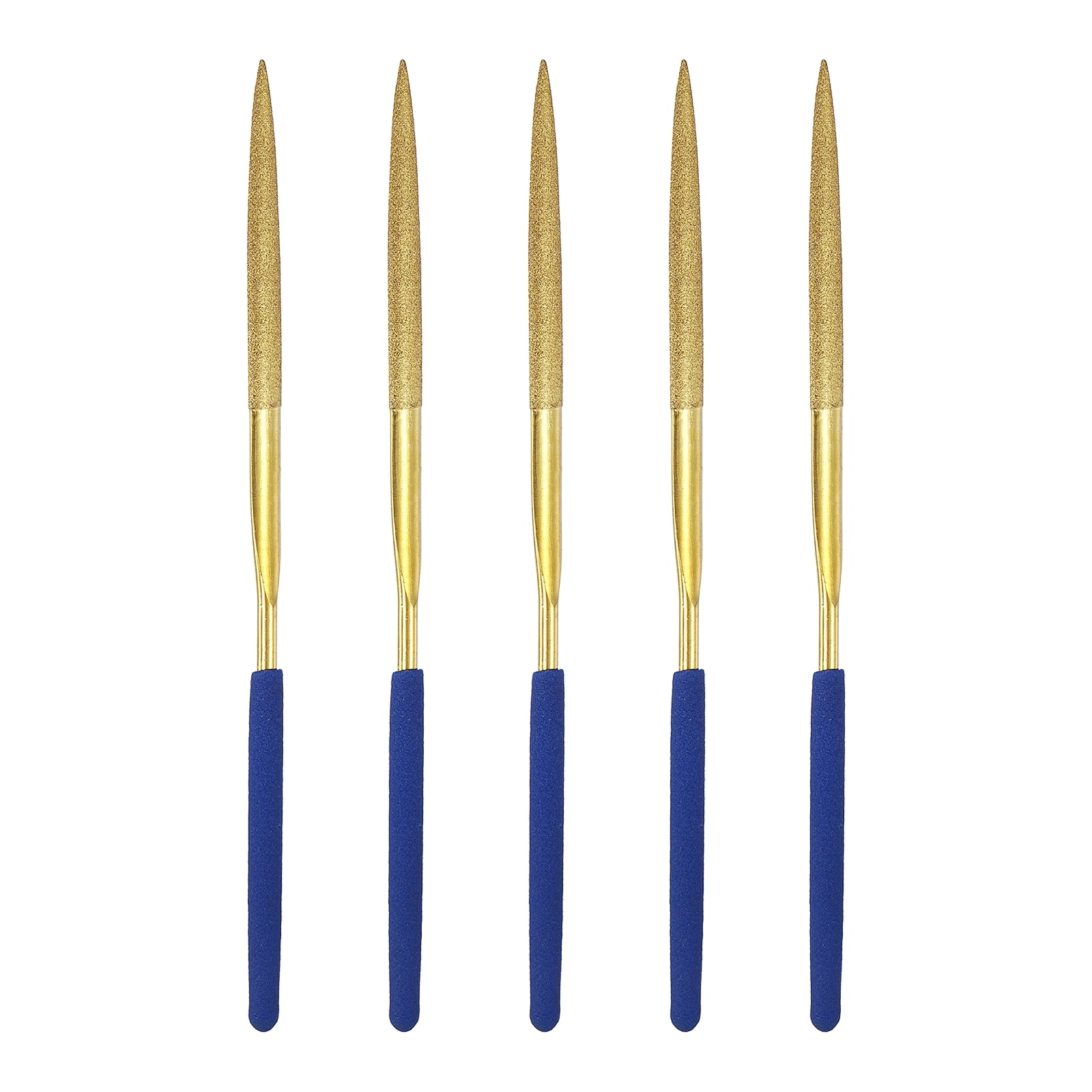Uxcell 5Pcs Diamond File 3 x 140mm 120 Grit Diamond Needle Gold Files ...