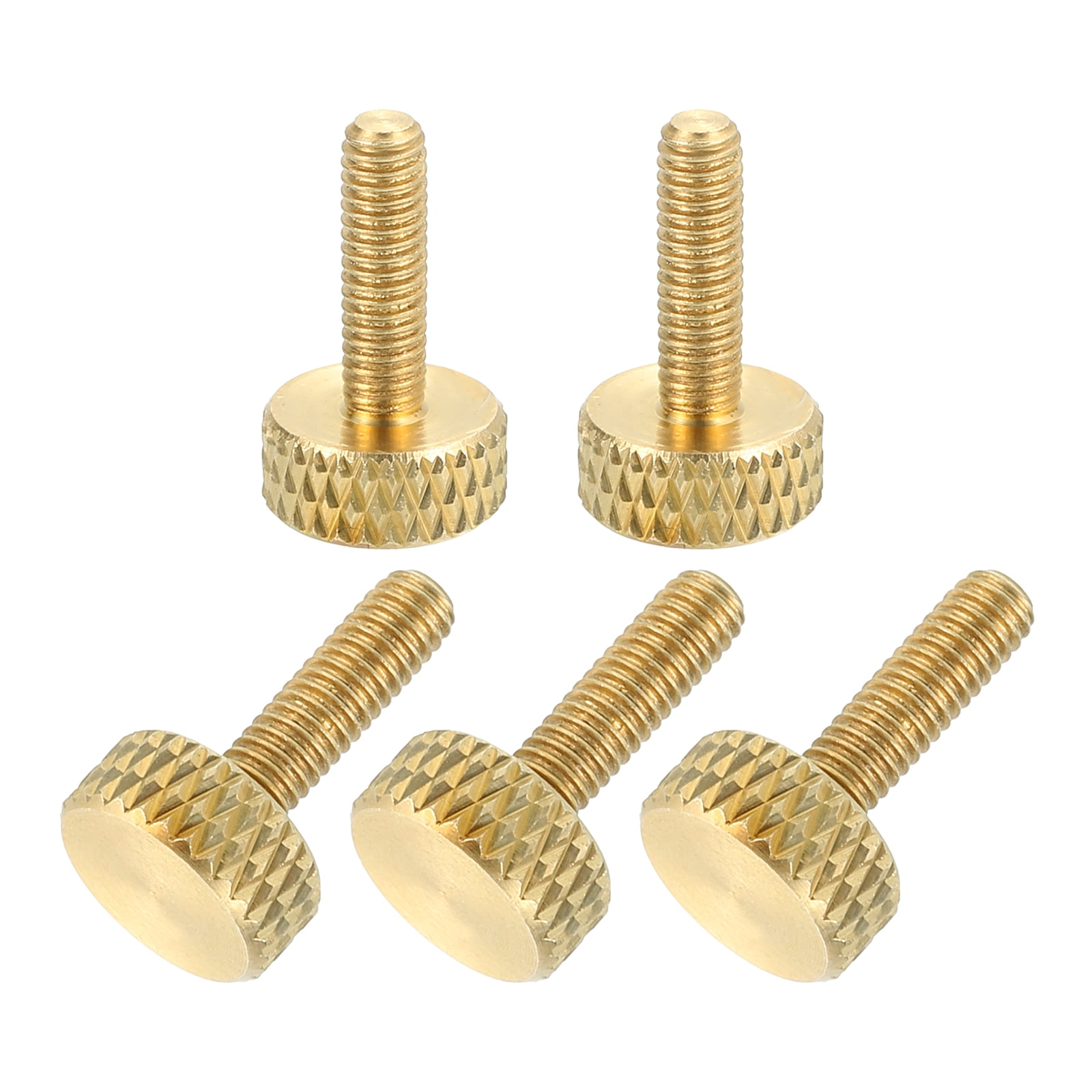 Uxcell 5Pcs M3x10mm Brass Knurled Thumb Screws, Flat Grip Bolt Knobs Fasteners Solid Brass ...