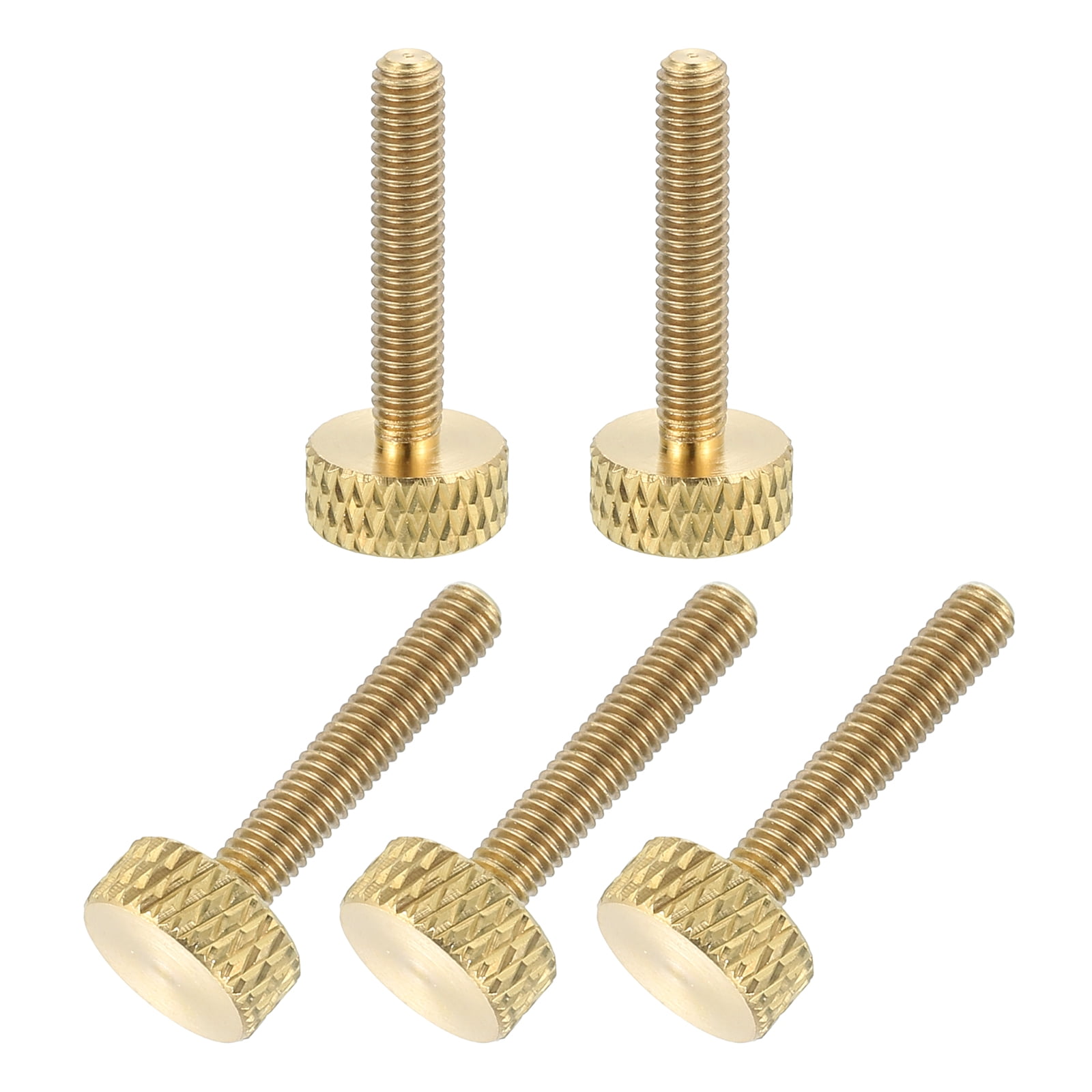 Uxcell 5Pcs M3x16mm Brass Knurled Thumb Screws, Flat Grip Bolt Knobs Fasteners Solid Brass ...