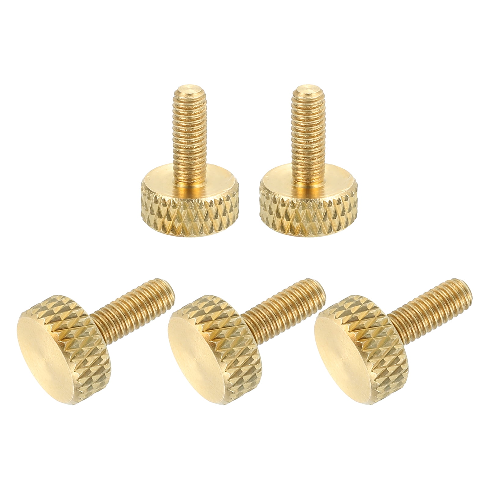 Uxcell 5Pcs M3x8mm Brass Knurled Thumb Screws, Flat Grip Bolt Knobs Fasteners Solid Brass ...