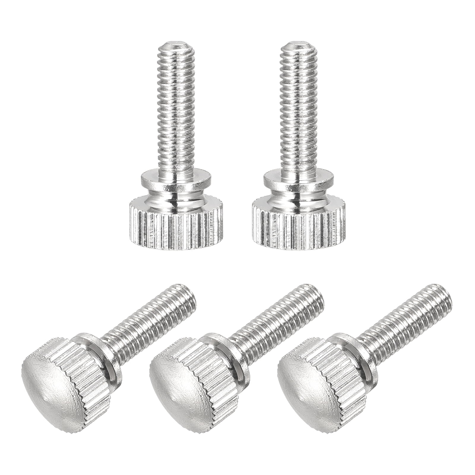 Uxcell 5Pcs M4x14mm Knurled Thumb Screws, Brass Nickel Plated Shoulder ...