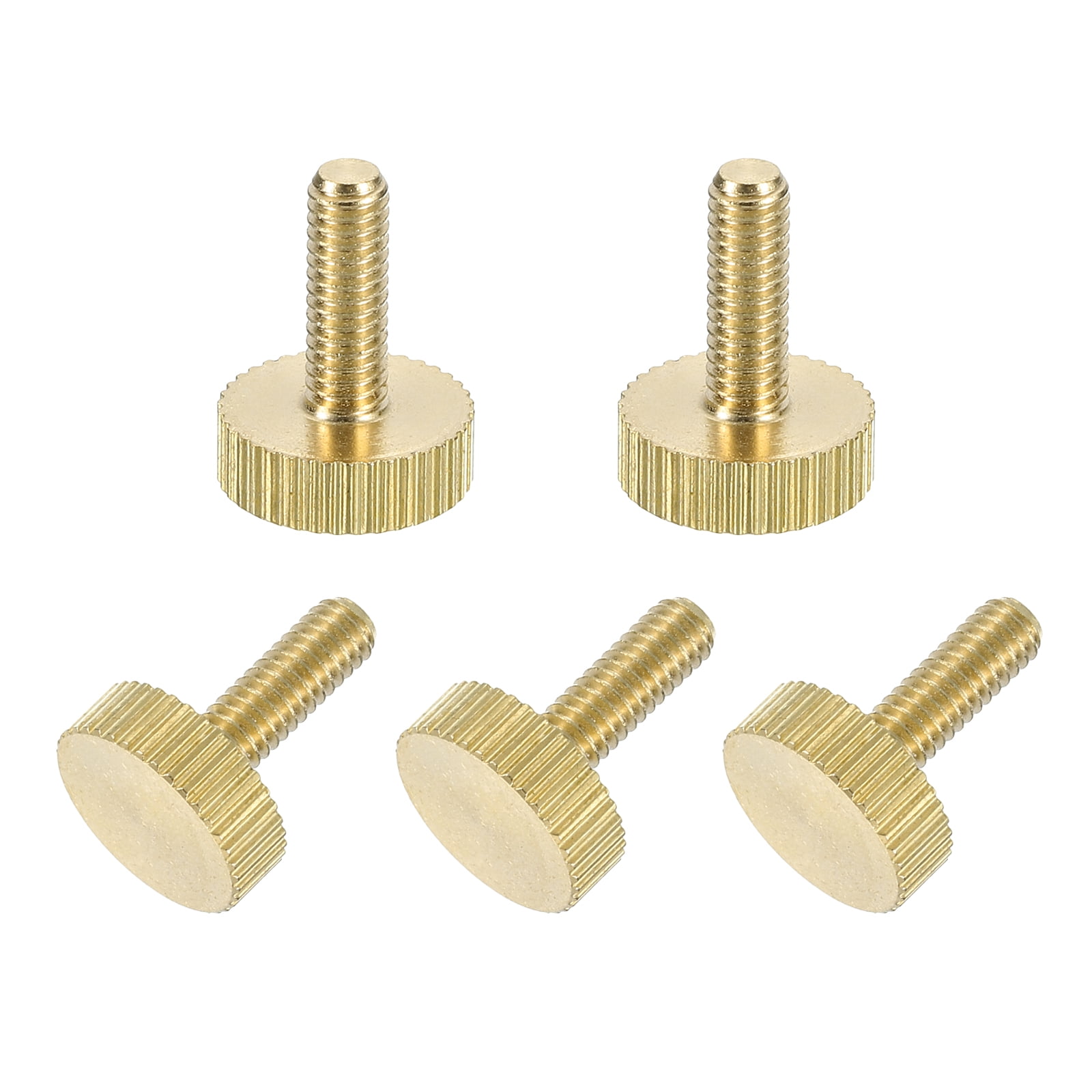 Uxcell 5Pcs M4x20mm Brass Knurled Thumb Screws, Flat Grip Bolt Knobs Fasteners Solid Brass ...