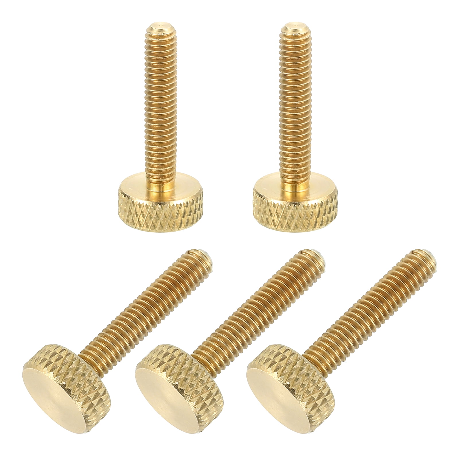 Uxcell 5Pcs M4x20mm Brass Knurled Thumb Screws, Flat Grip Bolt Knobs ...