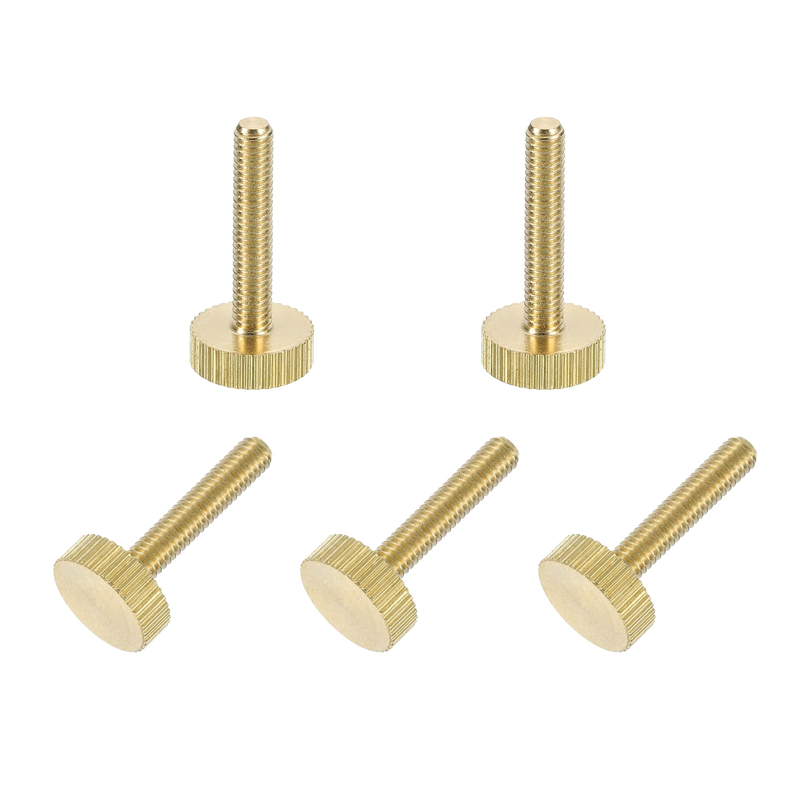 Uxcell 5Pcs M4x20mm Brass Knurled Thumb Screws, Flat Grip Bolt Knobs ...