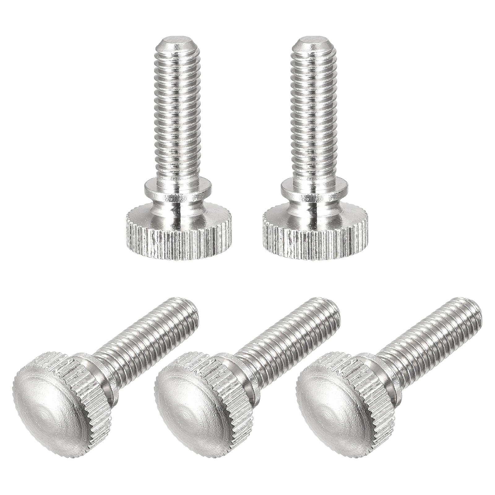 Uxcell 5Pcs M5x16mm Knurled Thumb Screws, Brass Nickel Plated Shoulder ...