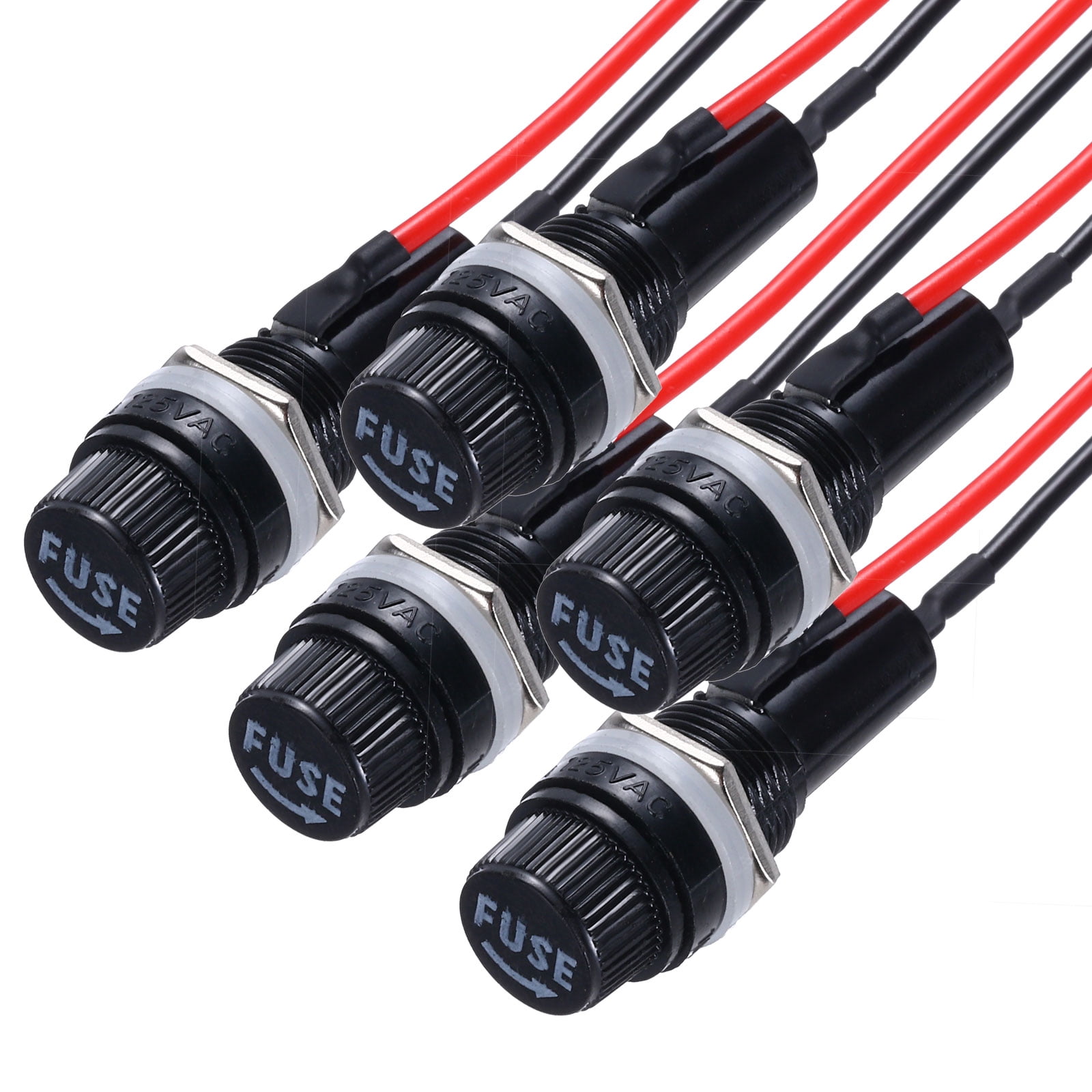 Uxcell 5Pcs Panel Mount Fuse Holder 6x30mm AC 250V 10A/AC 125V 15A ...