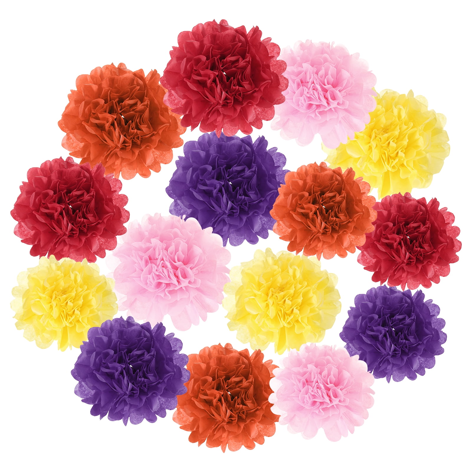 15Pcs Paper Pom Poms, 10, 12, 14 Inch Paper Flowers for partys ...