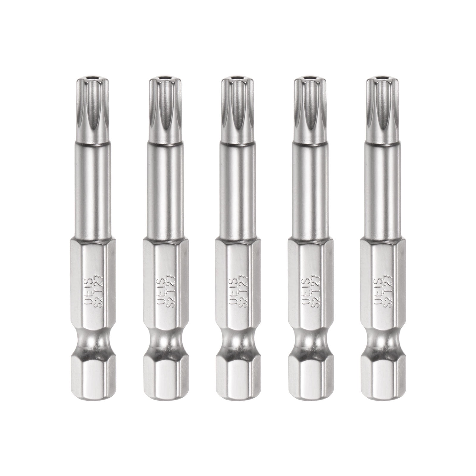 Uxcell 5Pcs Security Torx Bit 1/4" Hex Shank 2" Long Drill Bits T27 Torx Star S2 Steel Tamper ...