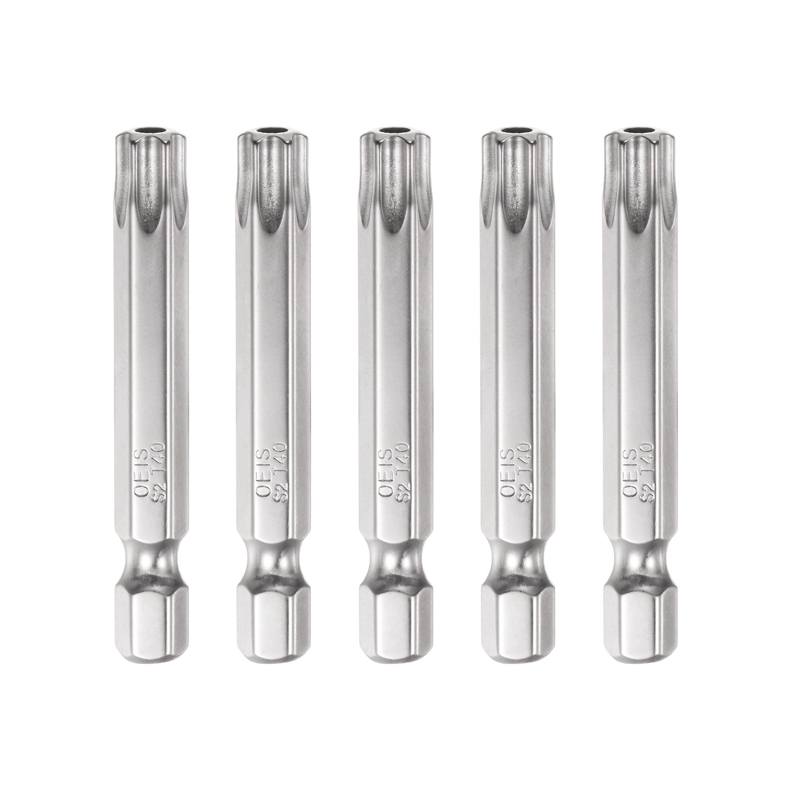 Uxcell 5Pcs Security Torx Bit 1/4" Hex Shank 2" Long Drill Bits T40 ...