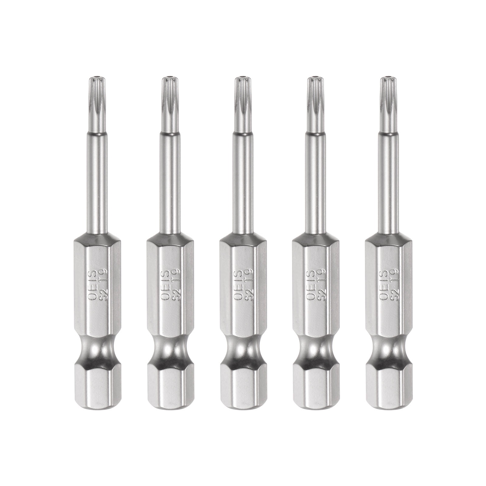 Uxcell 5Pcs Security Torx Bit 1/4" Hex Shank 2" Long Drill Bits T9 Torx ...