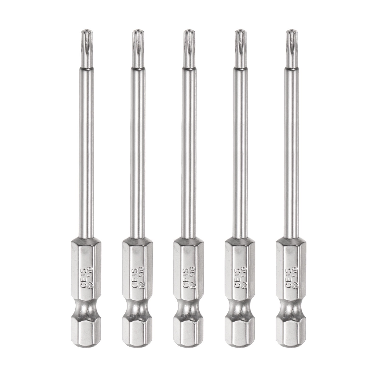 Uxcell 5Pcs Security Torx Bit 1/4" Hex Shank 3" Long Drill Bits T10 ...