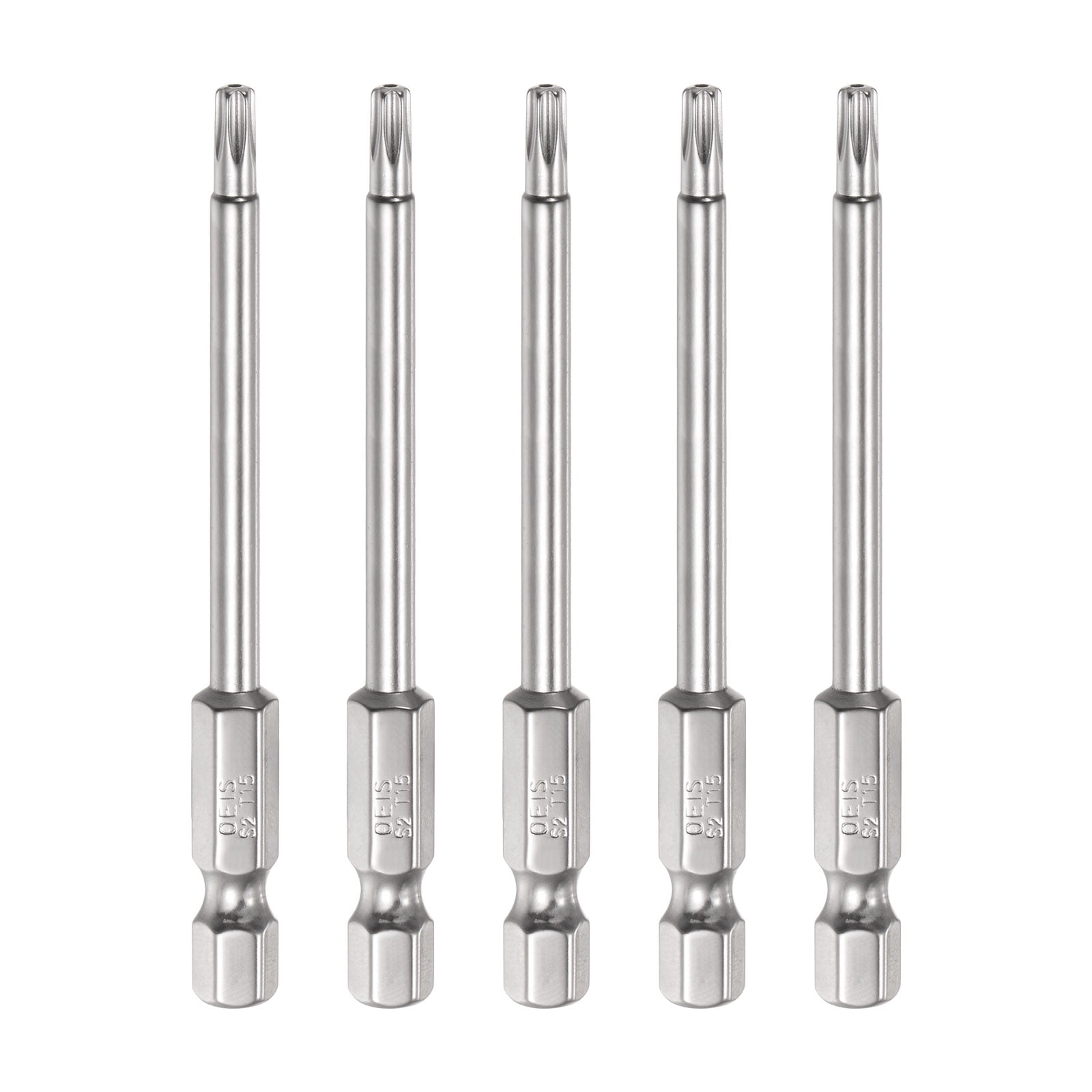 Uxcell 5Pcs Security Torx Bit 1/4" Hex Shank 3" Long Drill Bits T15 ...