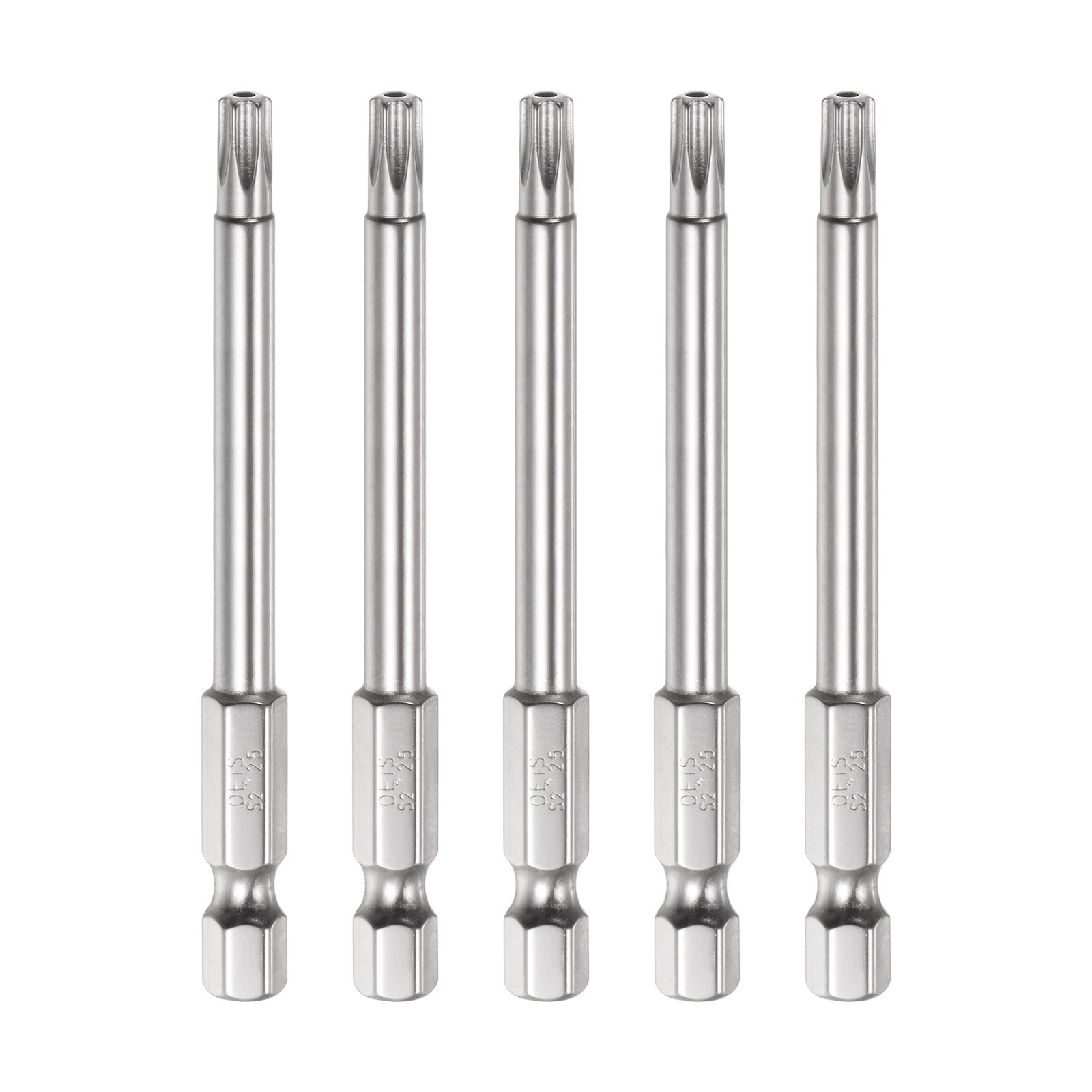 Uxcell 5Pcs Security Torx Bit 1/4" Hex Shank 3" Long Drill Bits T25 ...