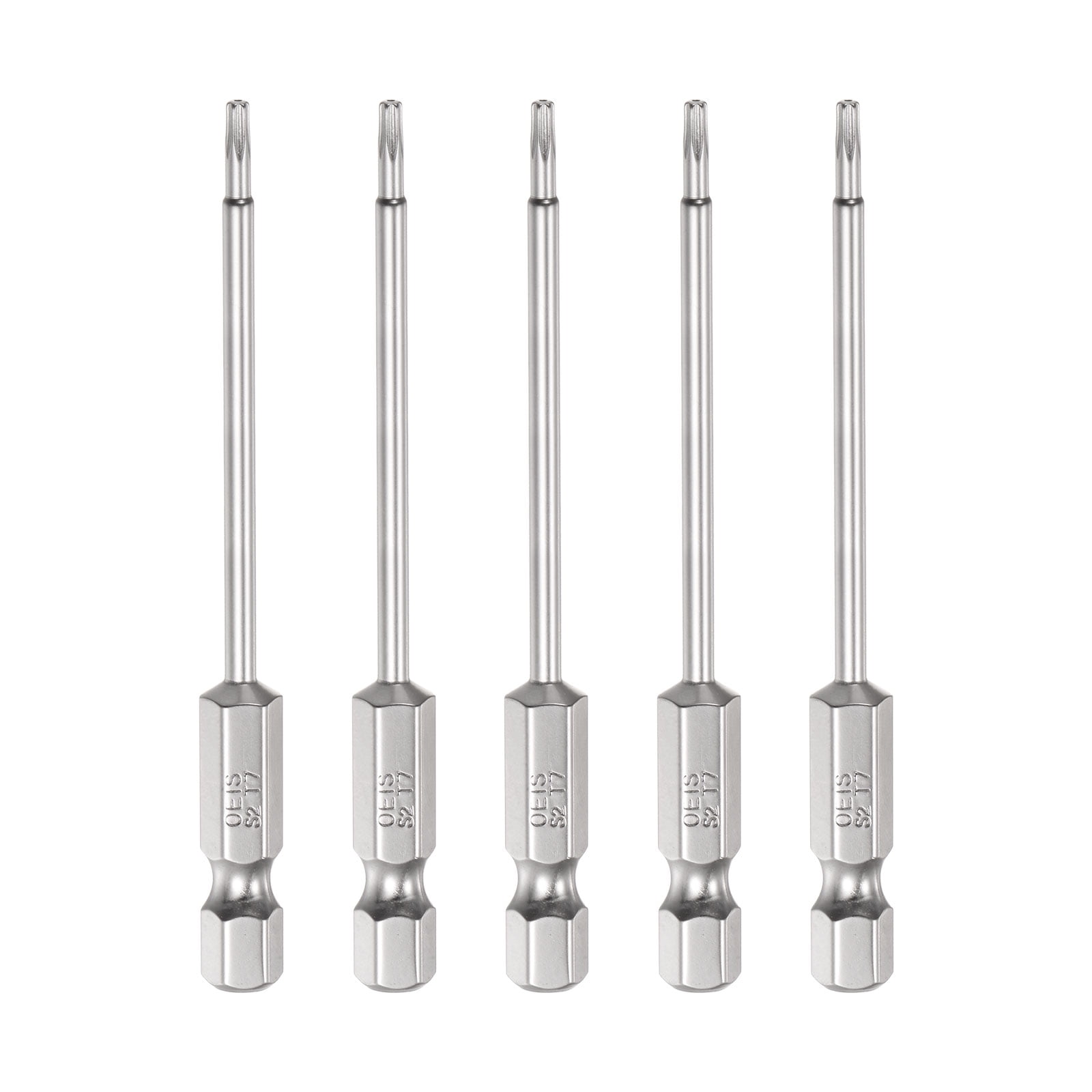 Uxcell 5Pcs Security Torx Bit 1/4" Hex Shank 3" Long Drill Bits T7 Torx ...