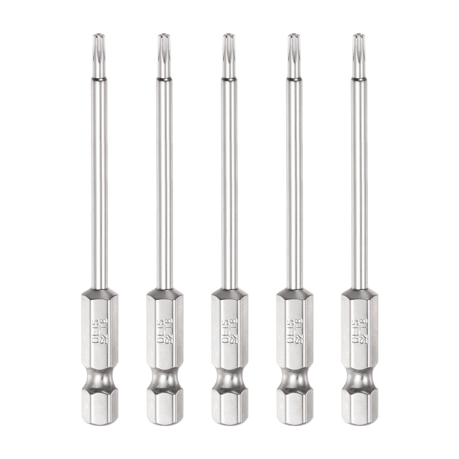 Uxcell 5Pcs Security Torx Bit 1/4" Hex Shank 3" Long Drill Bits T8 Torx ...