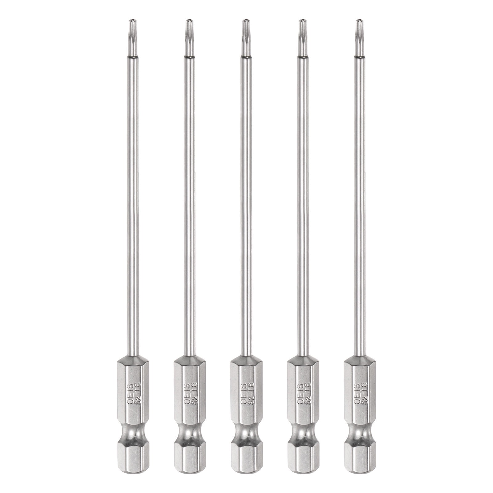 Uxcell 5Pcs Security Torx Bit 1/4" Hex Shank 4" Long Drill Bits T6 Torx ...
