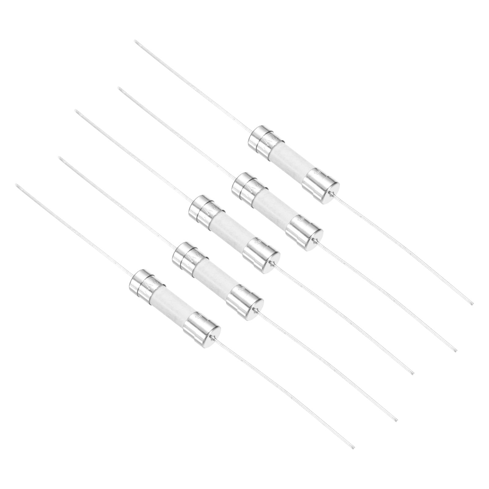 Uxcell 5Pcs Time Delay Fuse Lead Wire Ceramic Fuses 5mm x 20mm 250V T4A ...