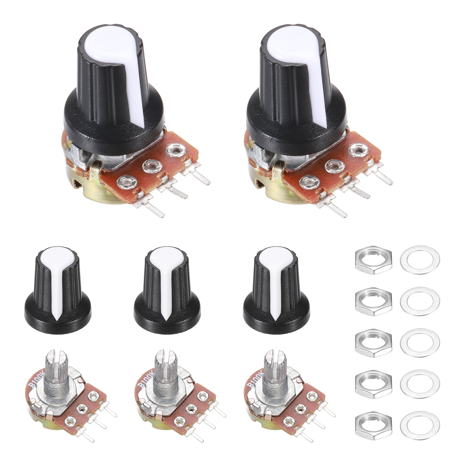 Uxcell 5Pcs WH-148 Potentiometer 3Pins B100K±20% Ohm Linear Taper ...