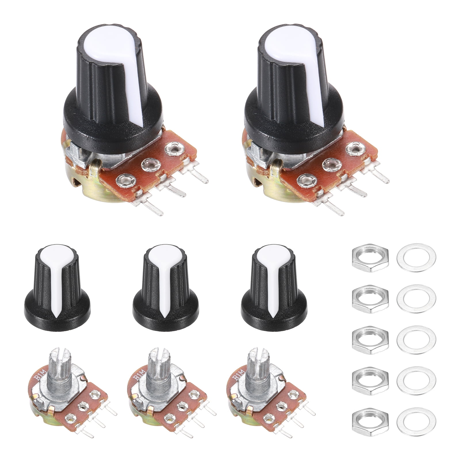 Uxcell 5Pcs WH-148 Potentiometer 3Pins B1M±30% Ohm Linear Taper Rotary Potentiometer XH2.54 ...