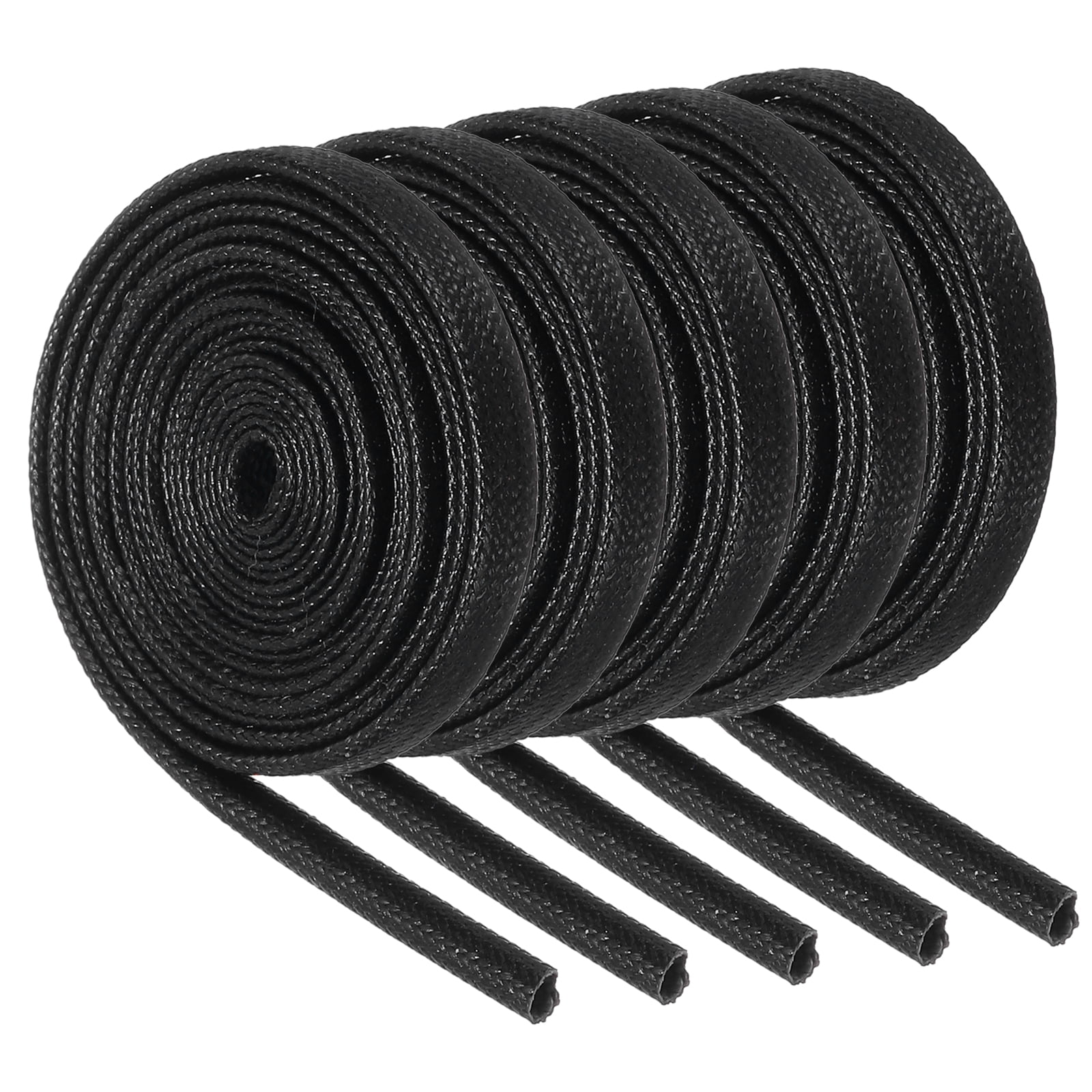 Uxcell 5Pcs Wire Insulation Braid Fire Sleeve,5.28Ft-1.5mm ID Black ...