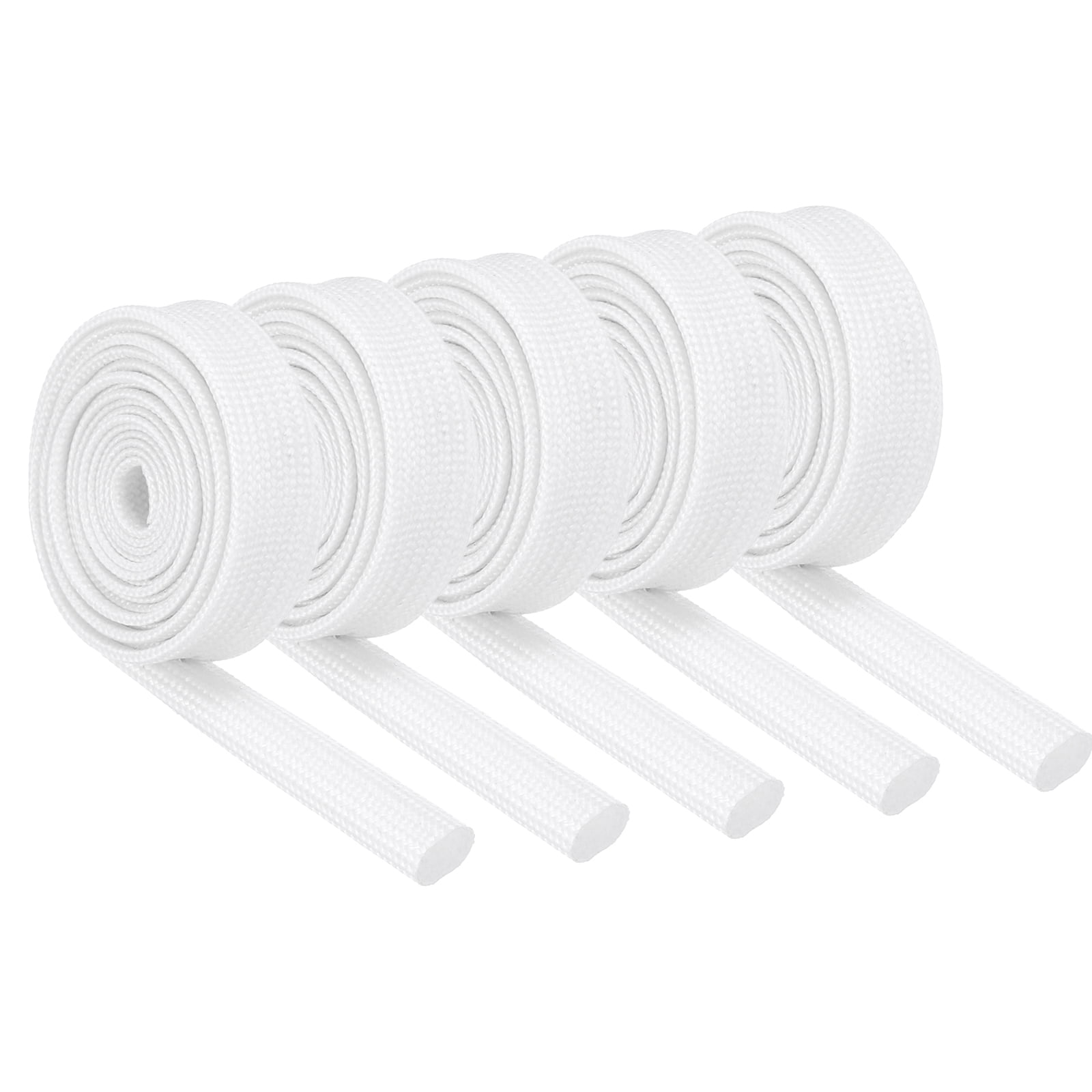 Uxcell 5Pcs Wire Insulation Braid Fire Sleeve,5.28Ft-6mm ID White, High ...