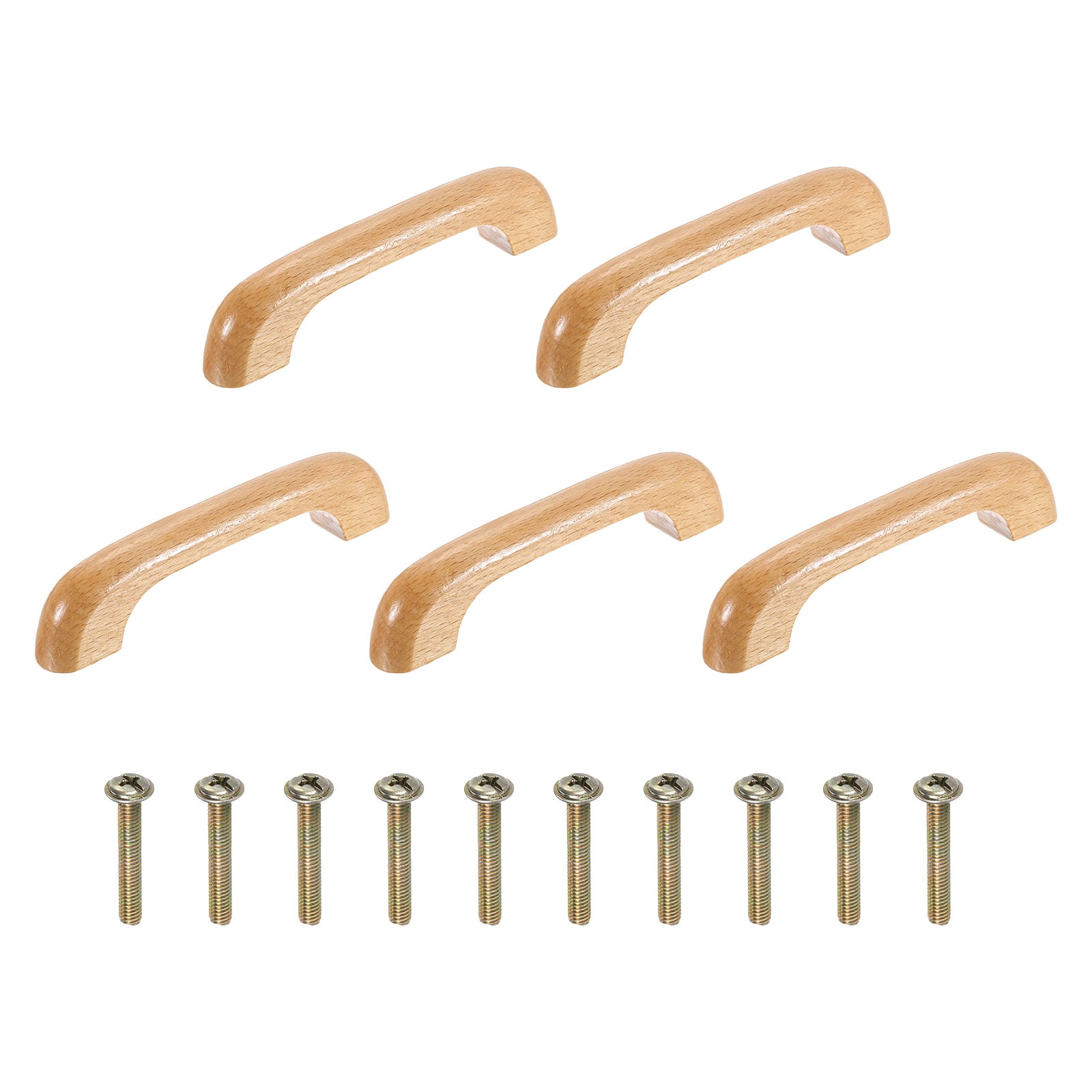 Uxcell 5Pcs Wood Drawer Pulls Handles, 96mm/3.8" Hole Spacing Bridge ...