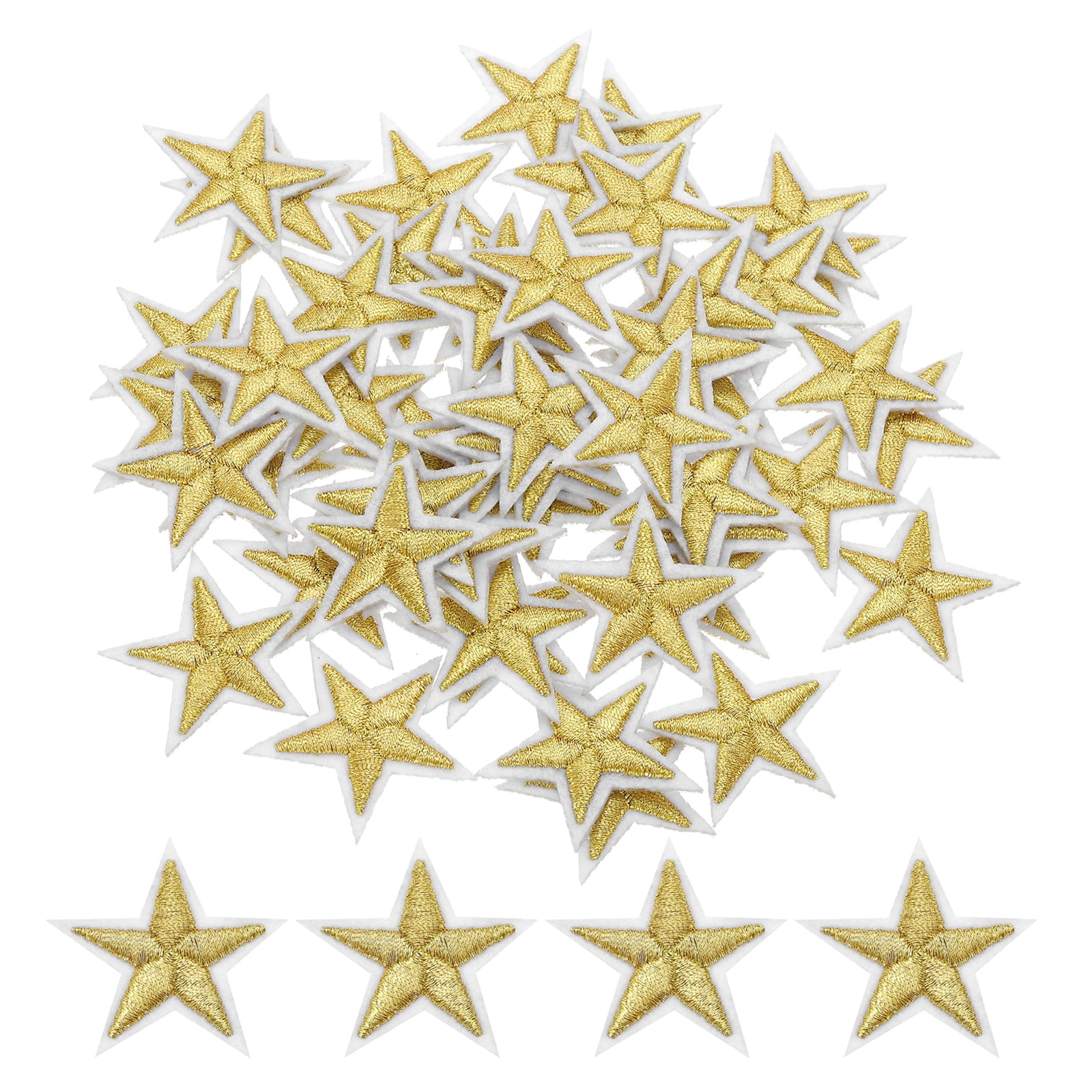 Uxcell 5Star Iron on Patches Embroidered Sew Patches Appliques Gold ...