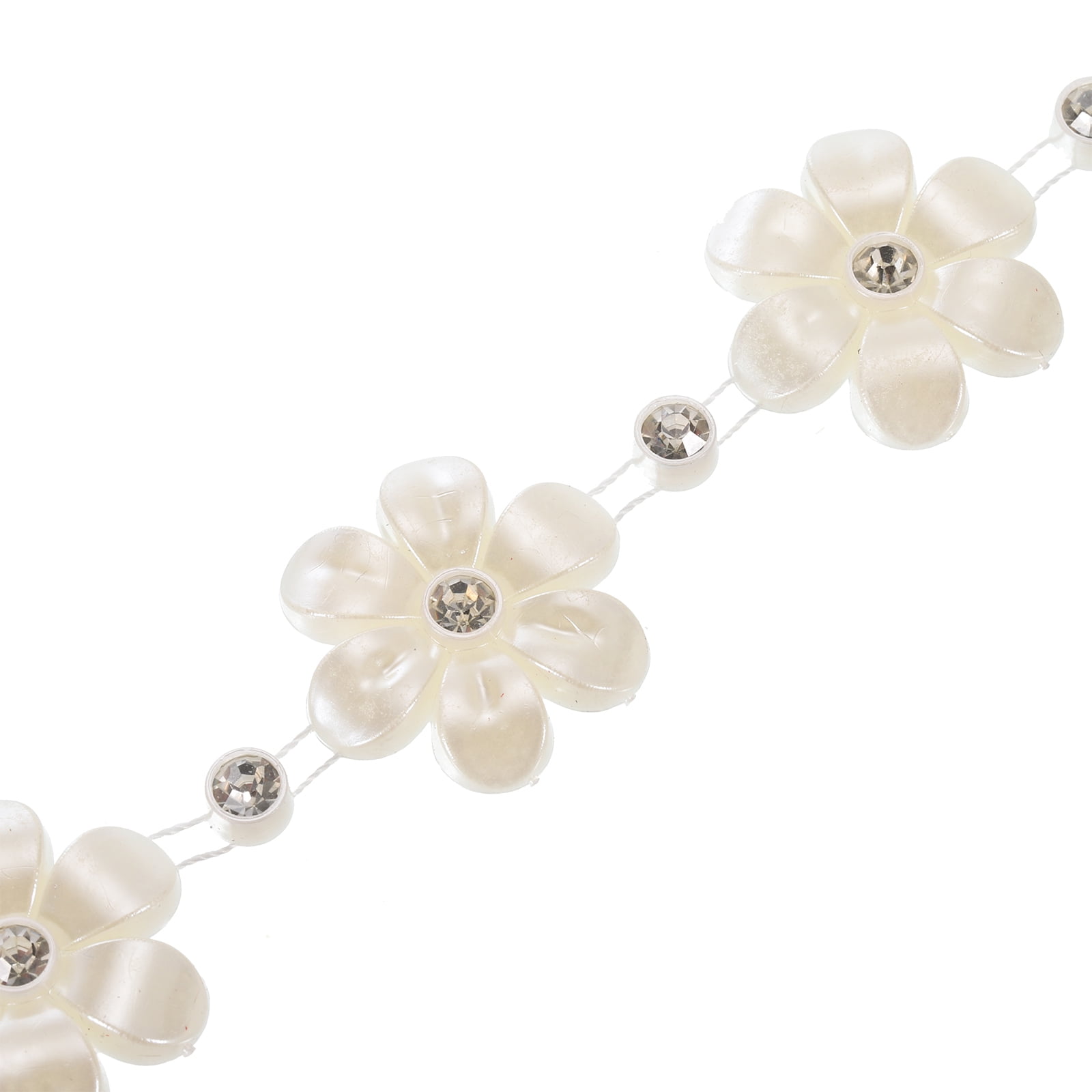 Uxcell 5Yards Pearl Rhinestone Beaded Chain Trim Flower Pearl for Dress ...