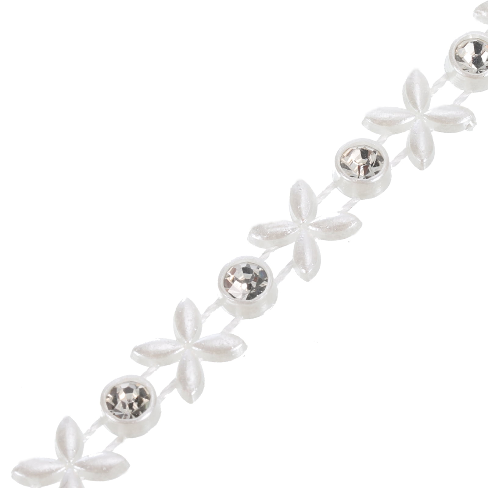 Uxcell 5Yards Pearl Rhinestone Beaded Chain Trim Pearl for Dress ...