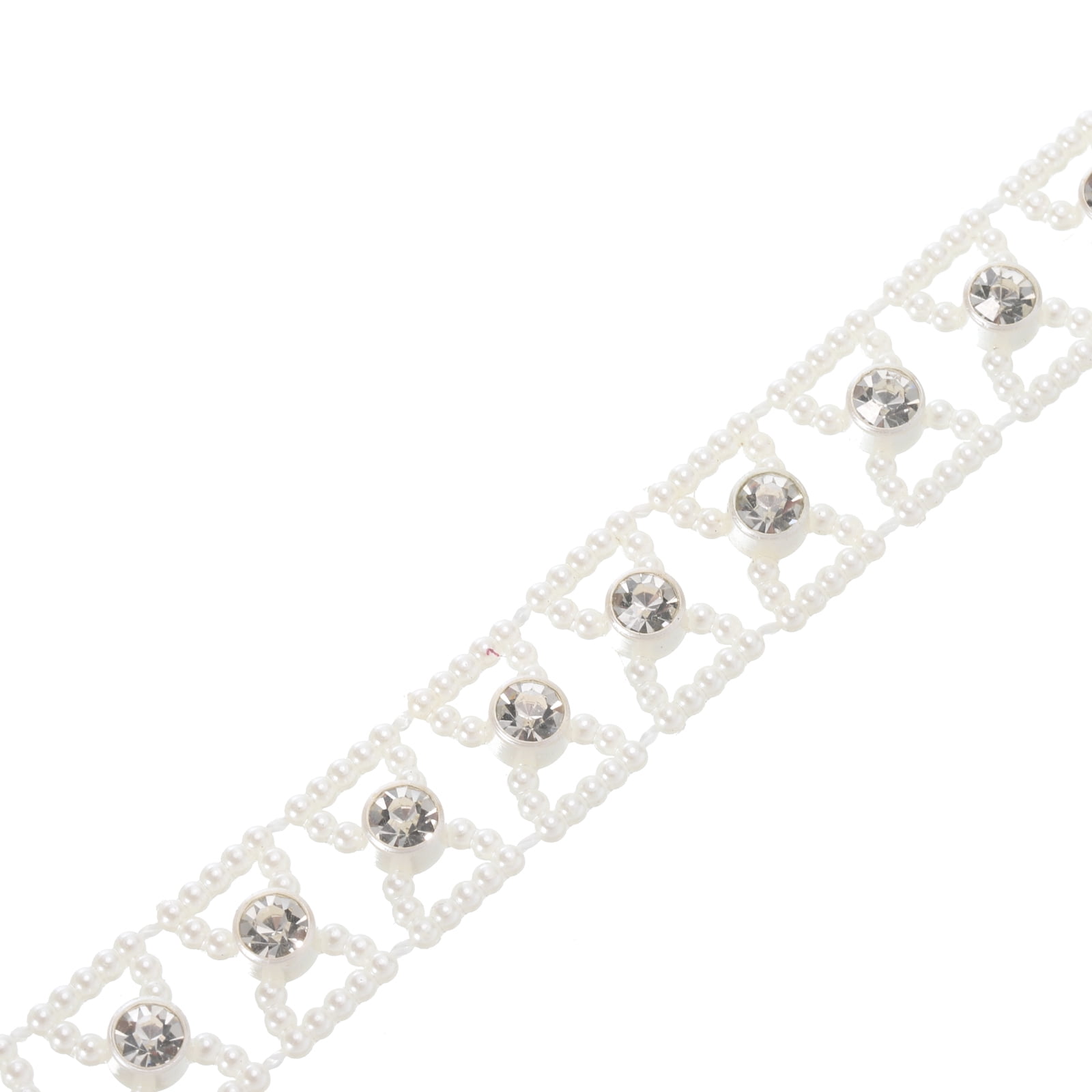 Uxcell 5Yards Pearl Rhinestone Beaded Chain Trim Pearl for Dress ...