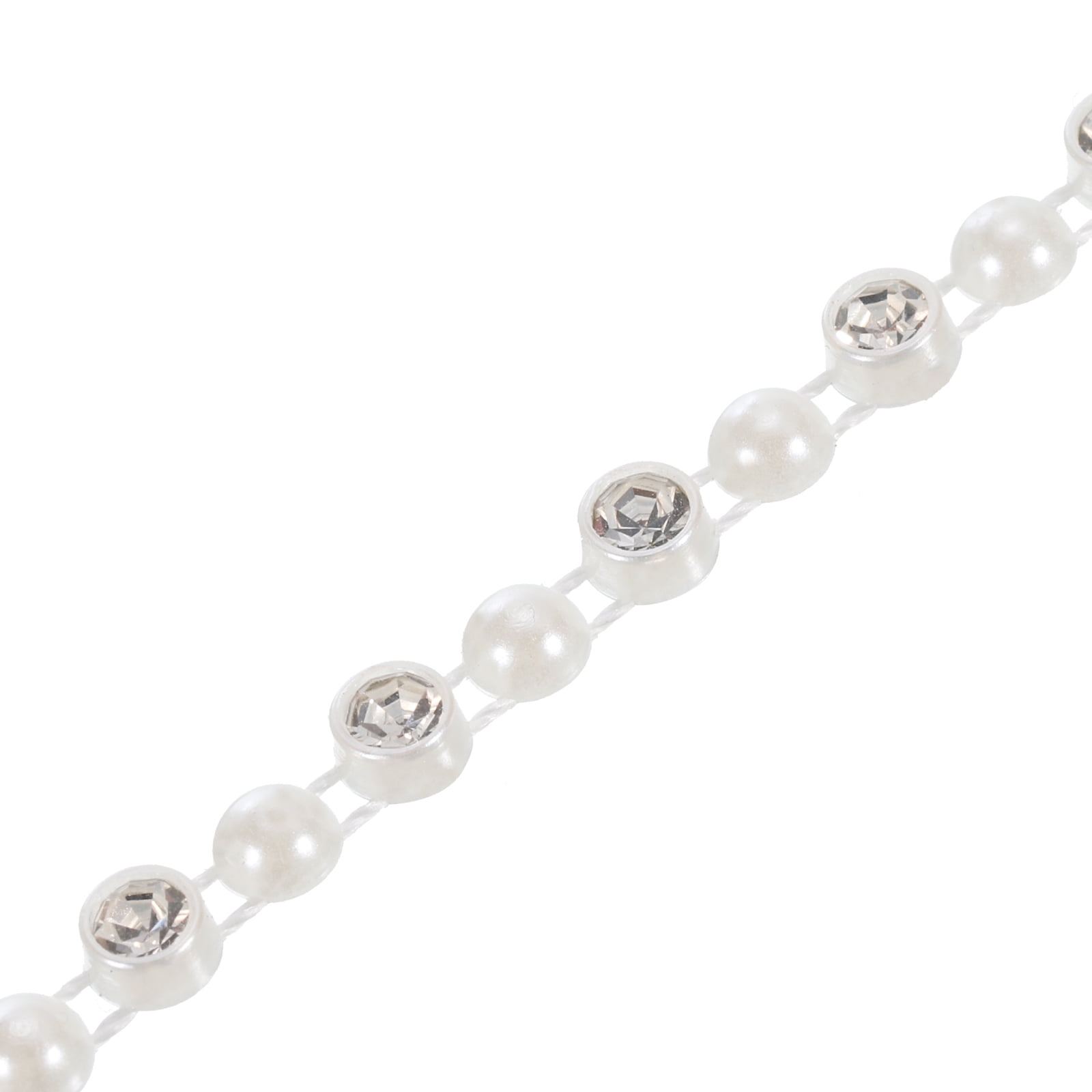 Uxcell 5Yards Pearl Rhinestone Beaded Chain Trim Pearl for Dress ...
