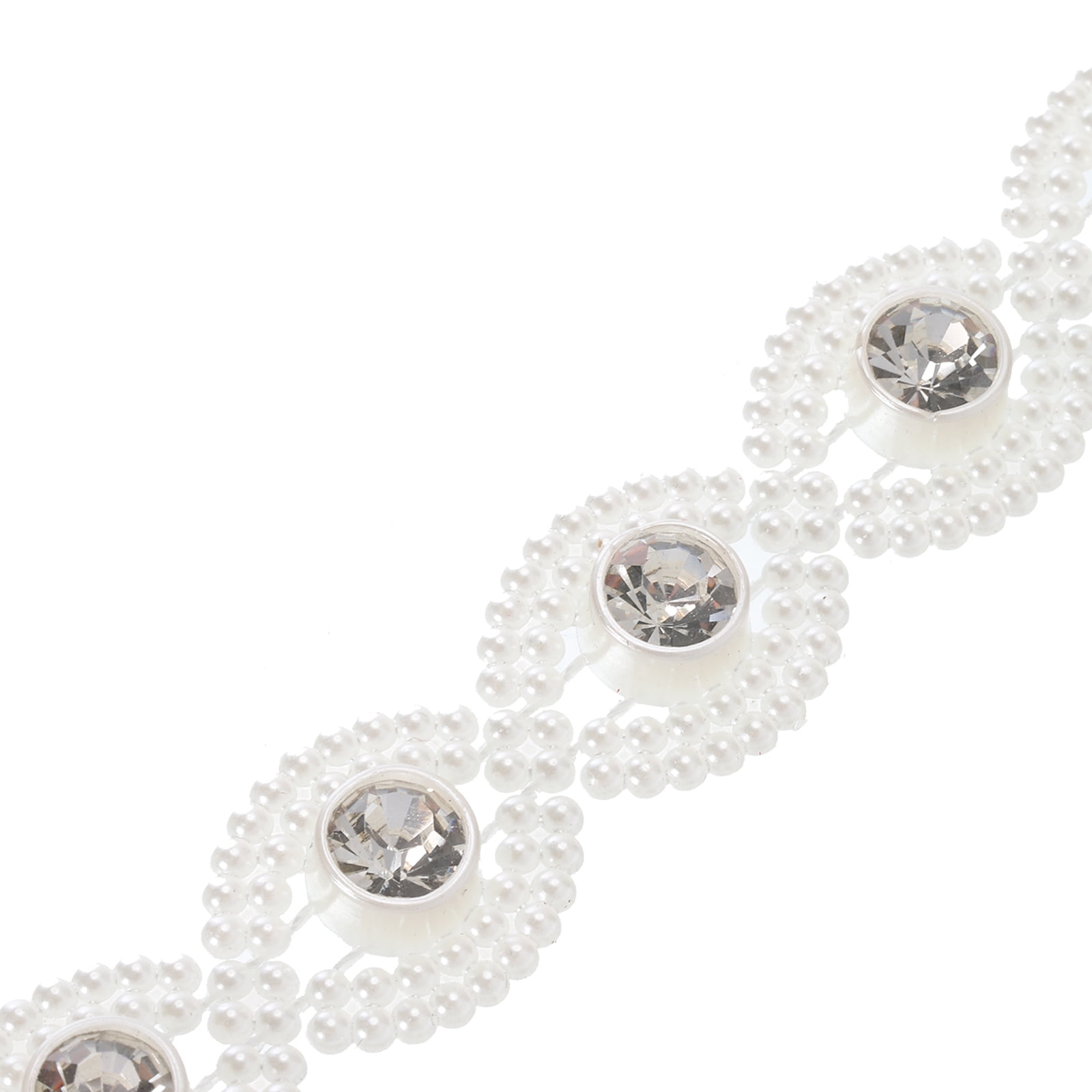 Uxcell 5Yards Pearl Rhinestone Beaded Chain Trim for Dress Decoration ...